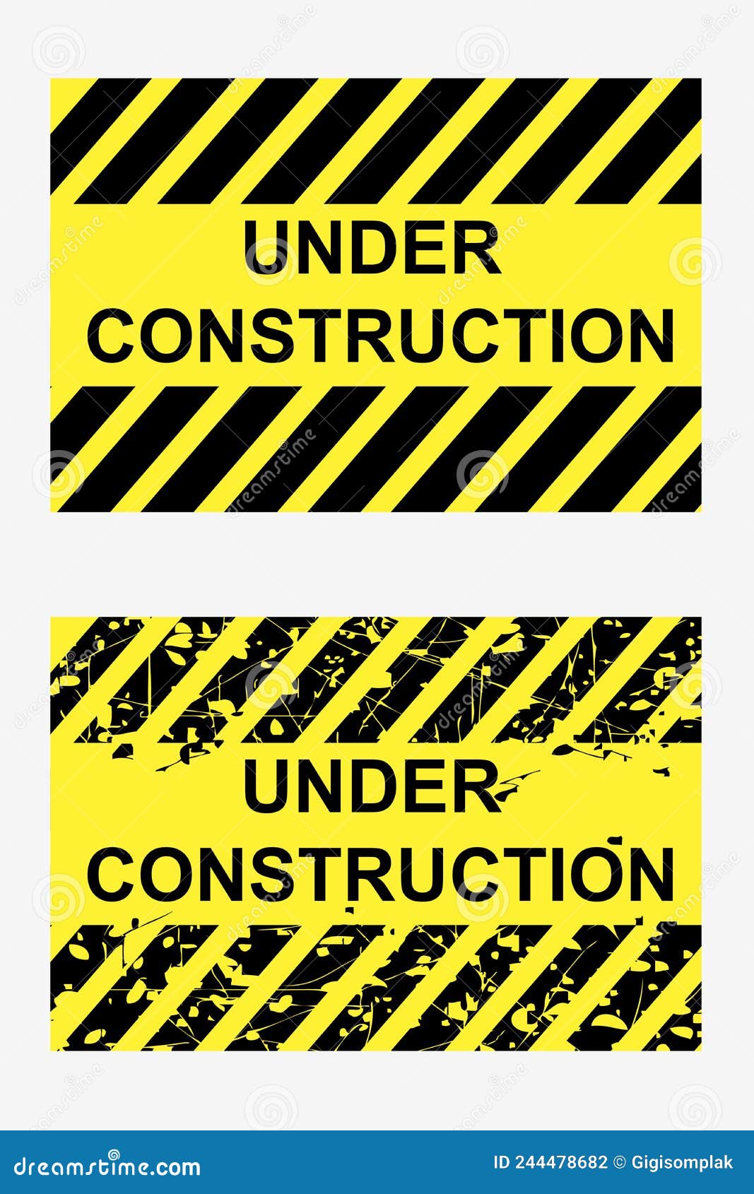 Ensemble Vectoriel Simple 2 Panneau Jaune Et Rectangle En Construction ...