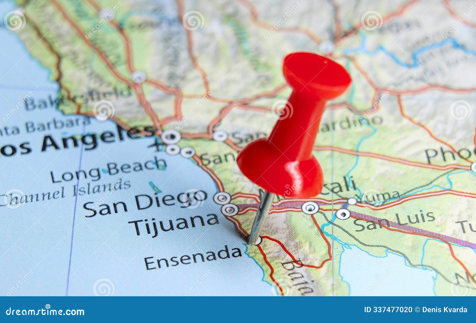 Ensenada, Mexico Pin on Map Stock Photo - Image of globe, destination ...