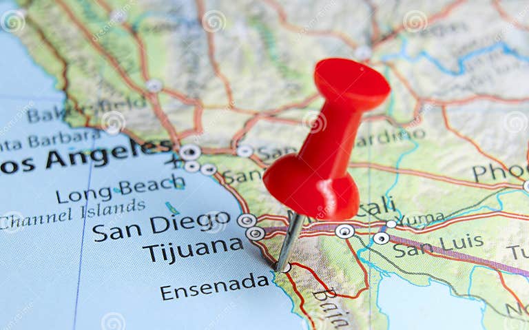 Ensenada, Mexico Pin on Map Stock Photo - Image of globe, destination ...