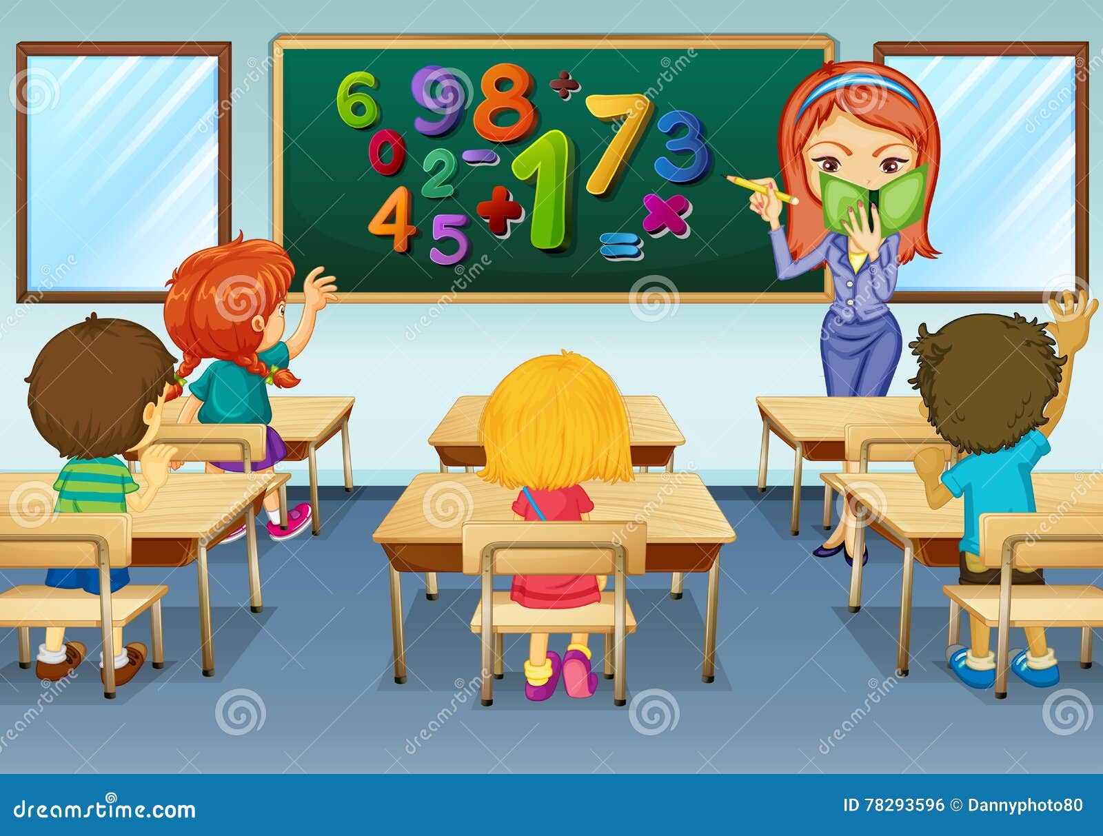 Enseñanza Del Profesor De Matemáticas En Sala De Clase Ilustración Del Vector Ilustración De