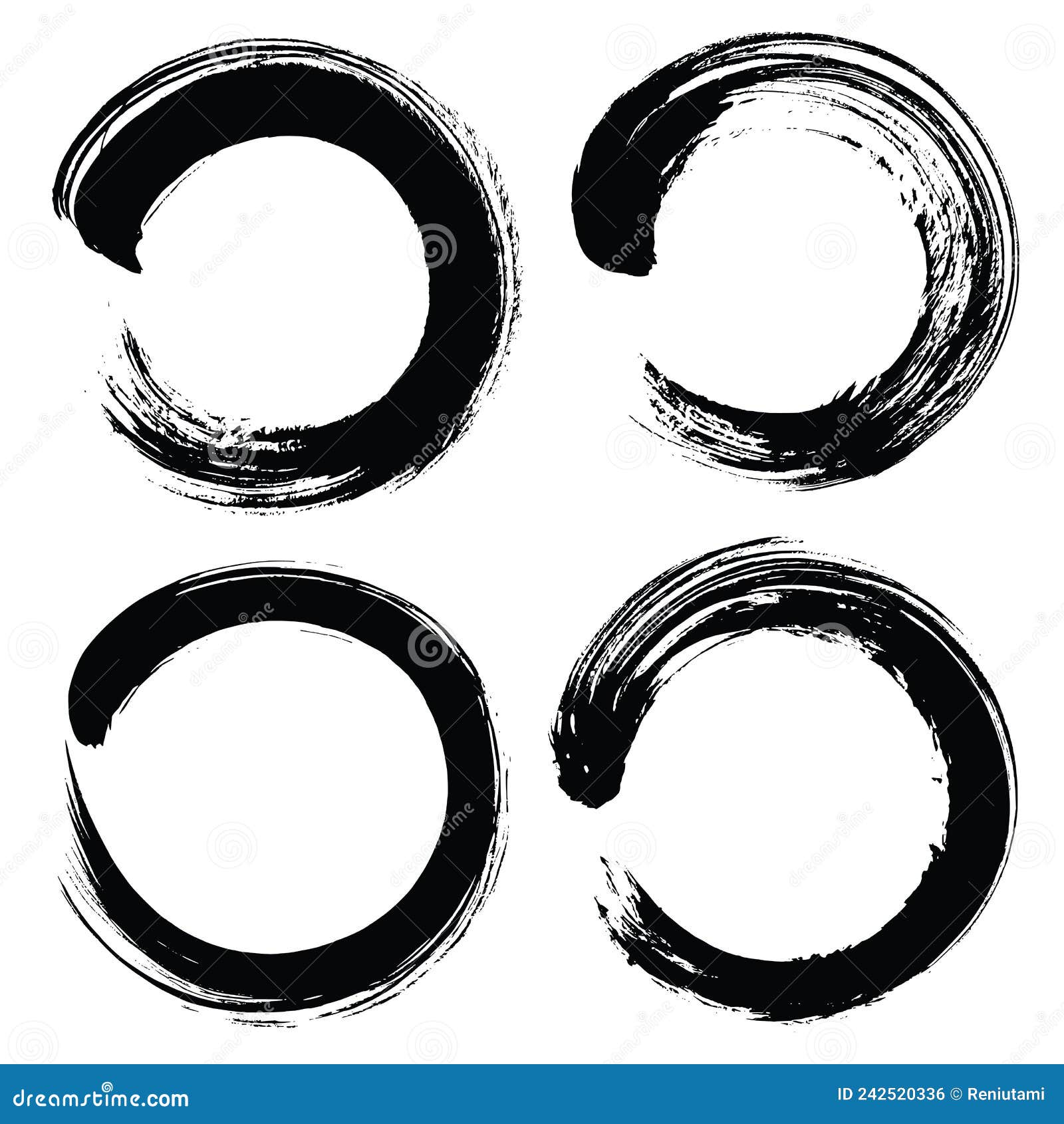 Enso Zen Circle Brush Vector Illustration Set Icon Premium Collection ...