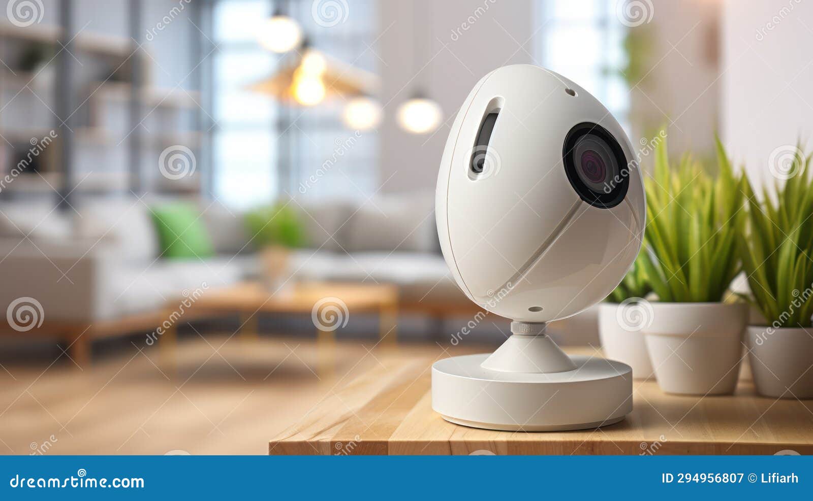 Ensuring Safety with a Living Room Security Camera. Generative AI Stock ...