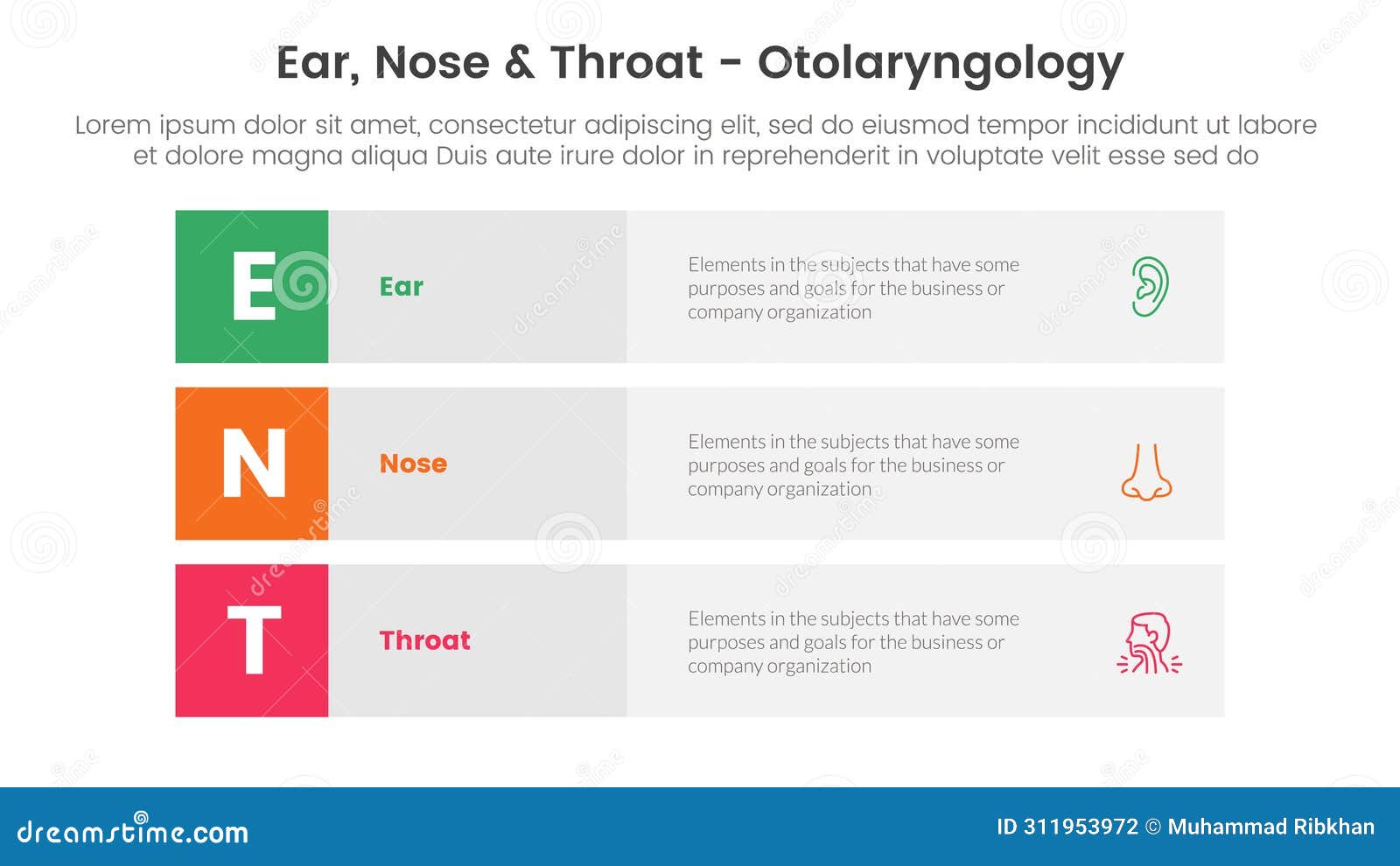 Ent Health Treatment Disease Infographic 3 Point Stage Template with 3 ...