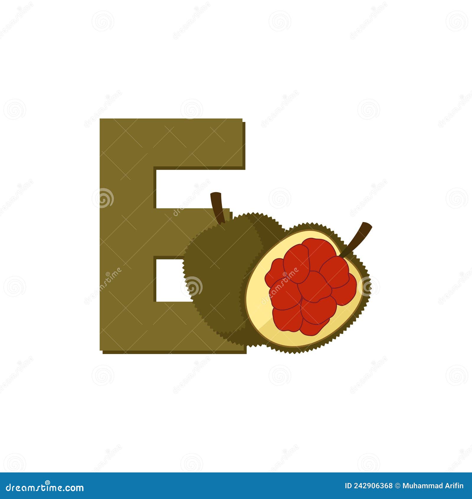 Entawak with Letter E. Fruit Alphabet Vector Flat Design Illustration ...