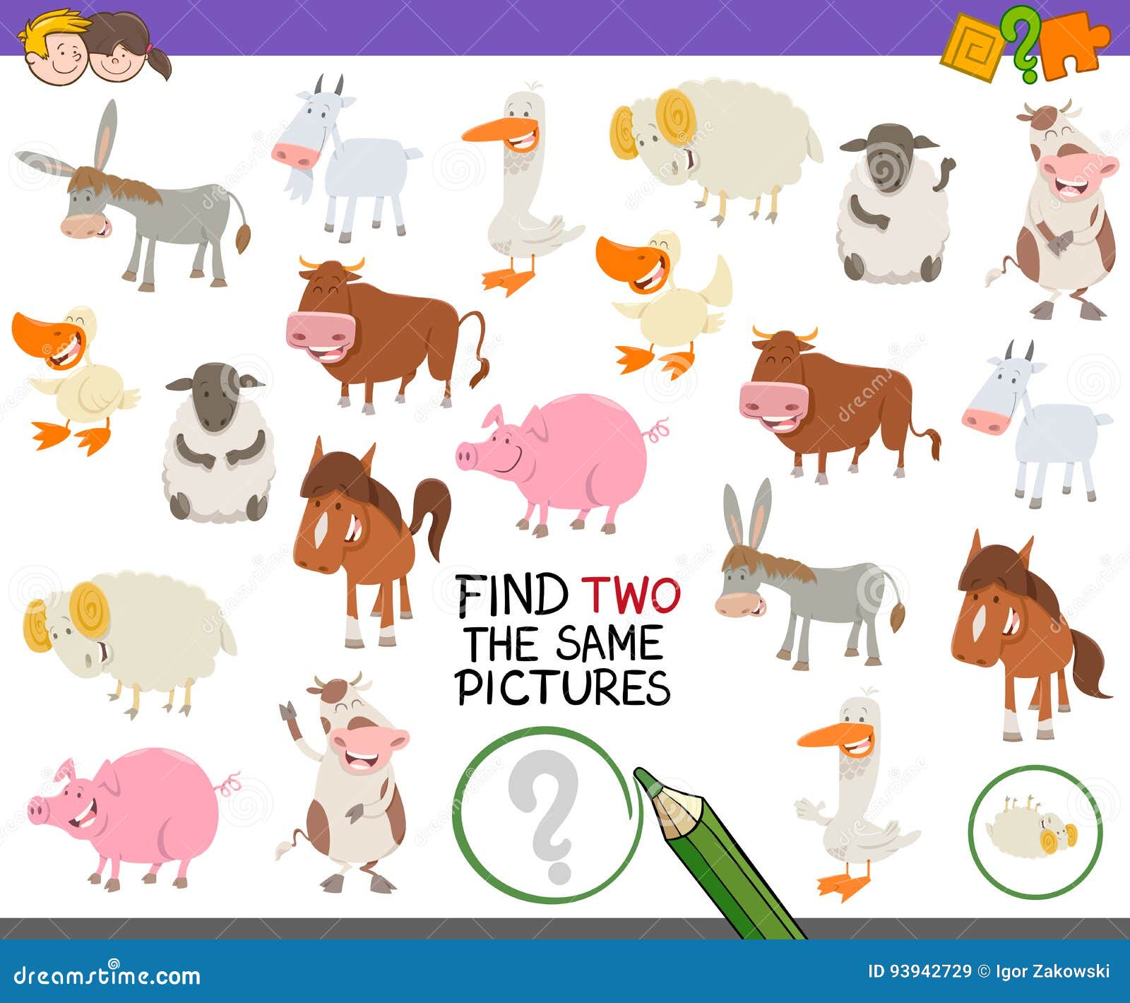 Entdeckung Genau Die Gleichen Bilder Vektor Abbildung - Illustration ...