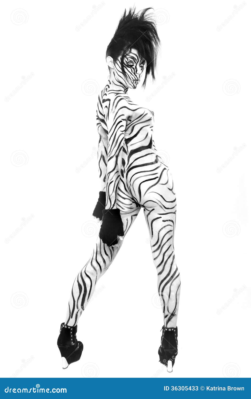 Ente Nudo Della Donna Dipinto Come Zebra Immagine Stock - Immagine di persona, pelliccia: 36305433