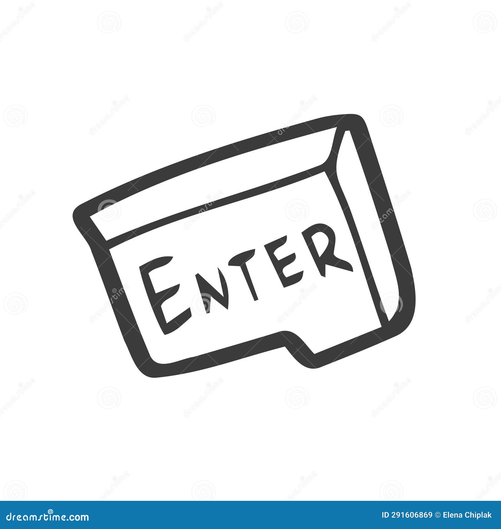 Enter Button Doodle Hand Drawn Sketch Style Illustration Icon Stock ...