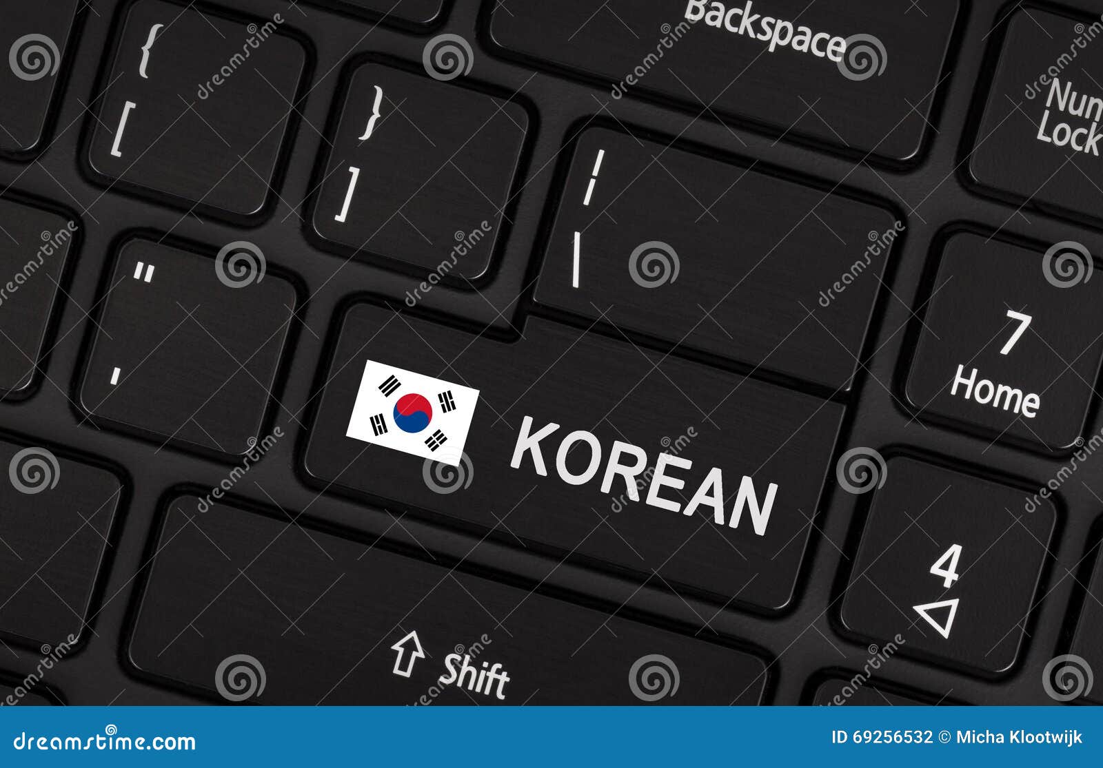 Enter Button with Flag South Korea - Concept of Language Stock Photo ...