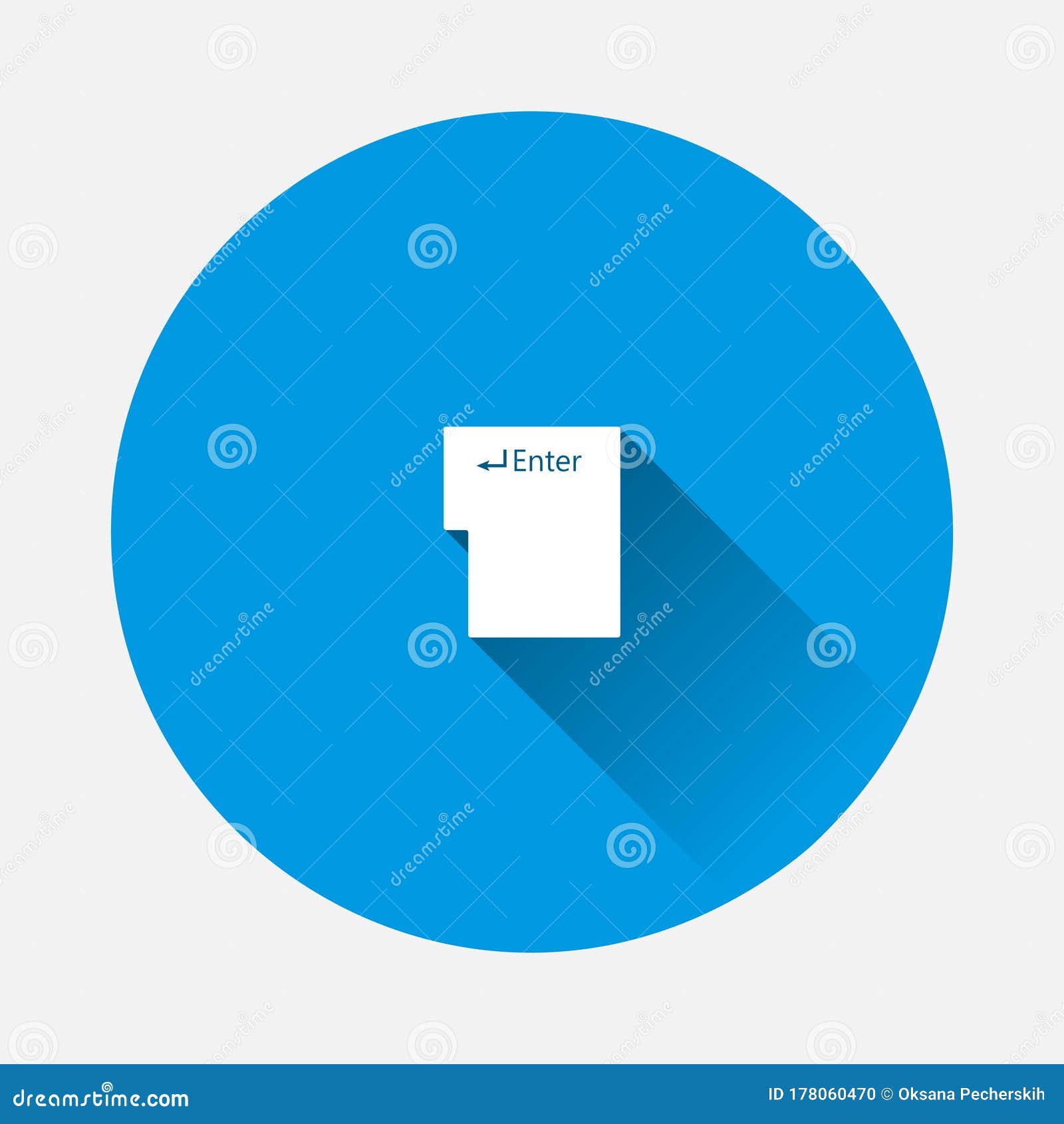 Enter Button Icon on Blue Background. Flat Image with Long Shadow Stock ...