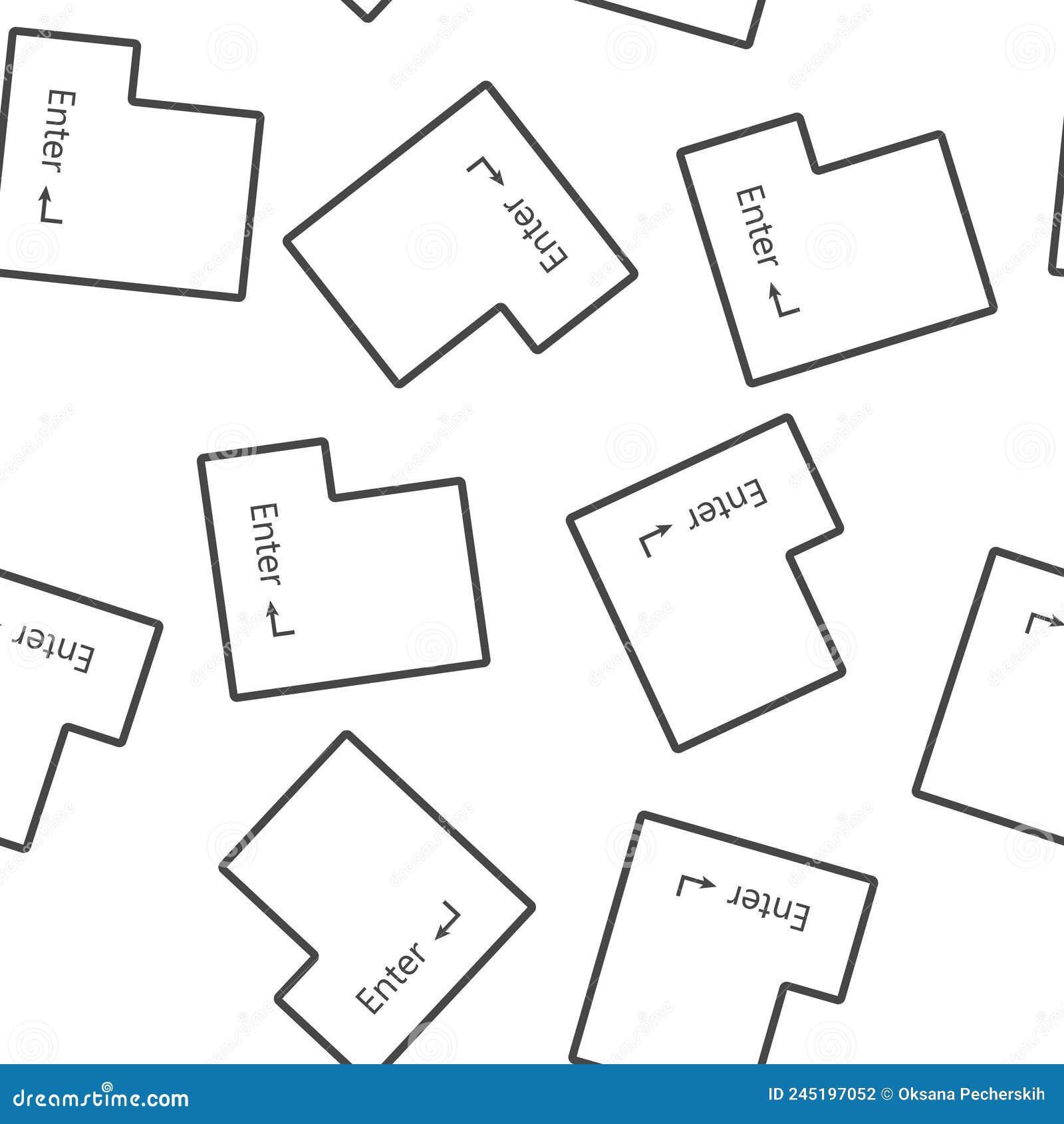 Enter Button Icon Seamless Pattern on a White Background. Layers ...