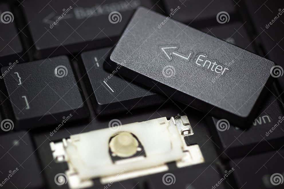 Enter Button of Laptop Keyboard Has Crashed. Stock Photo - Image of ...