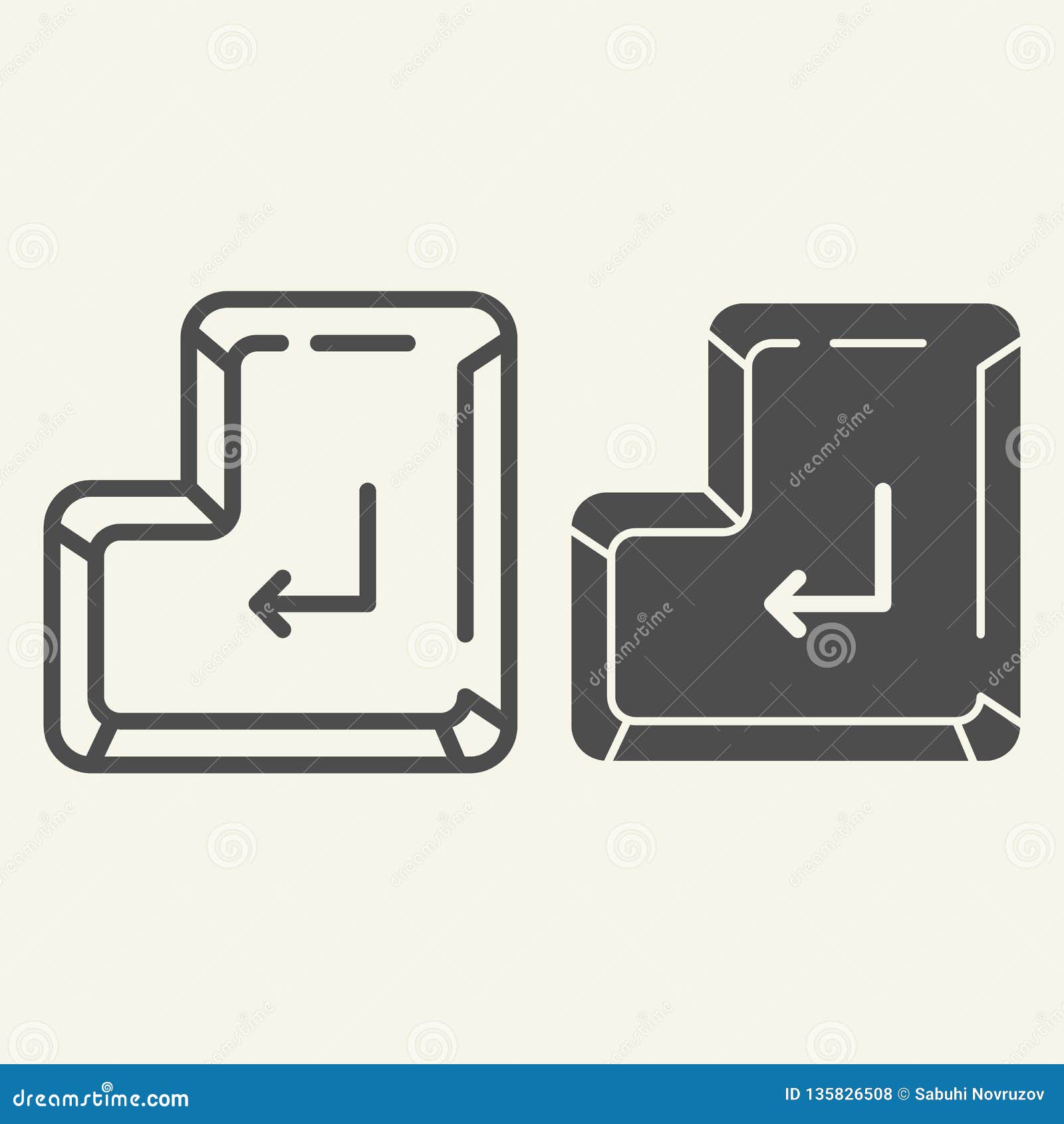 Enter Button Line and Glyph Icon. Enter Key Vector Illustration ...