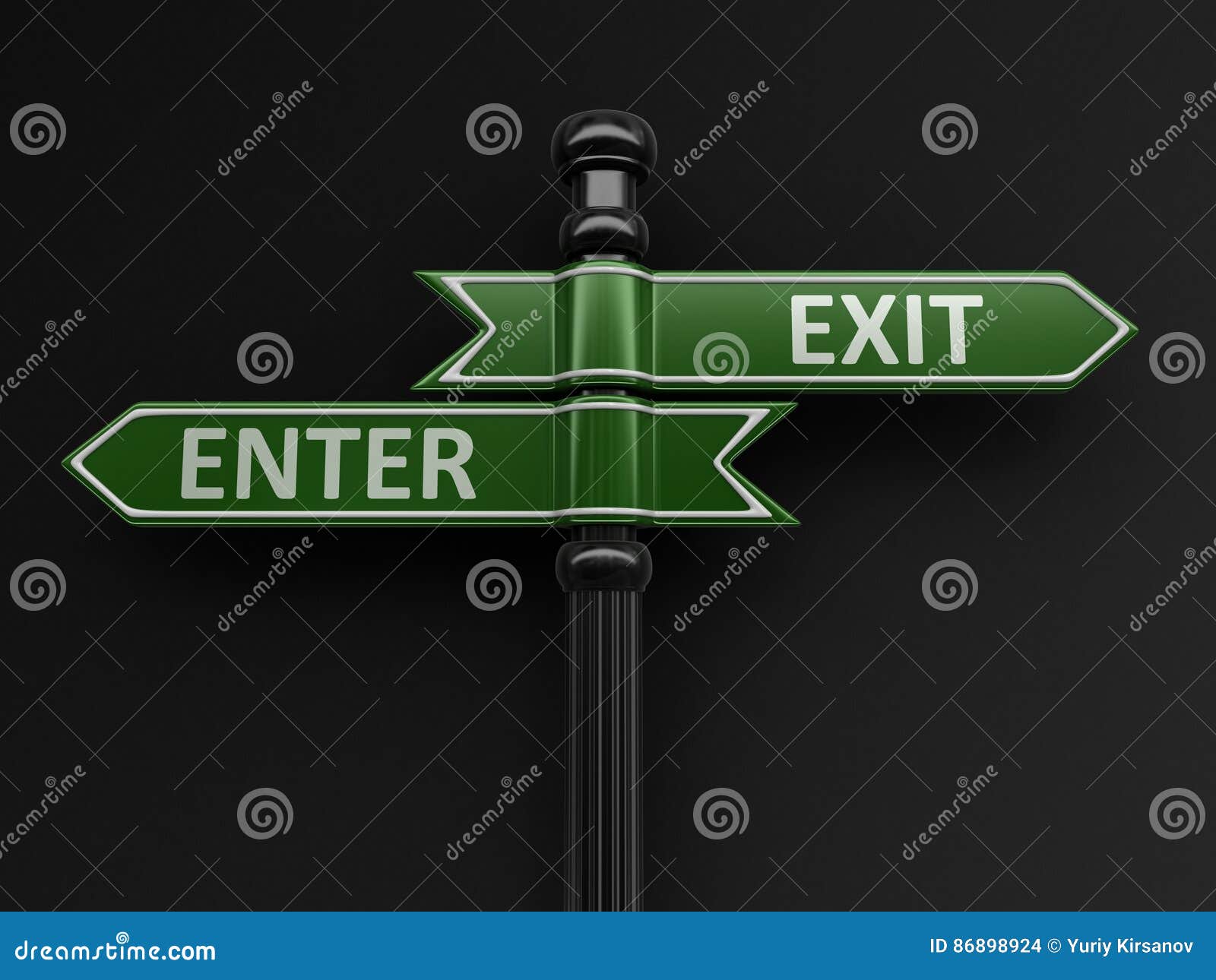 Enter and Exit Pointers on Signpost Stock Illustration - Illustration ...