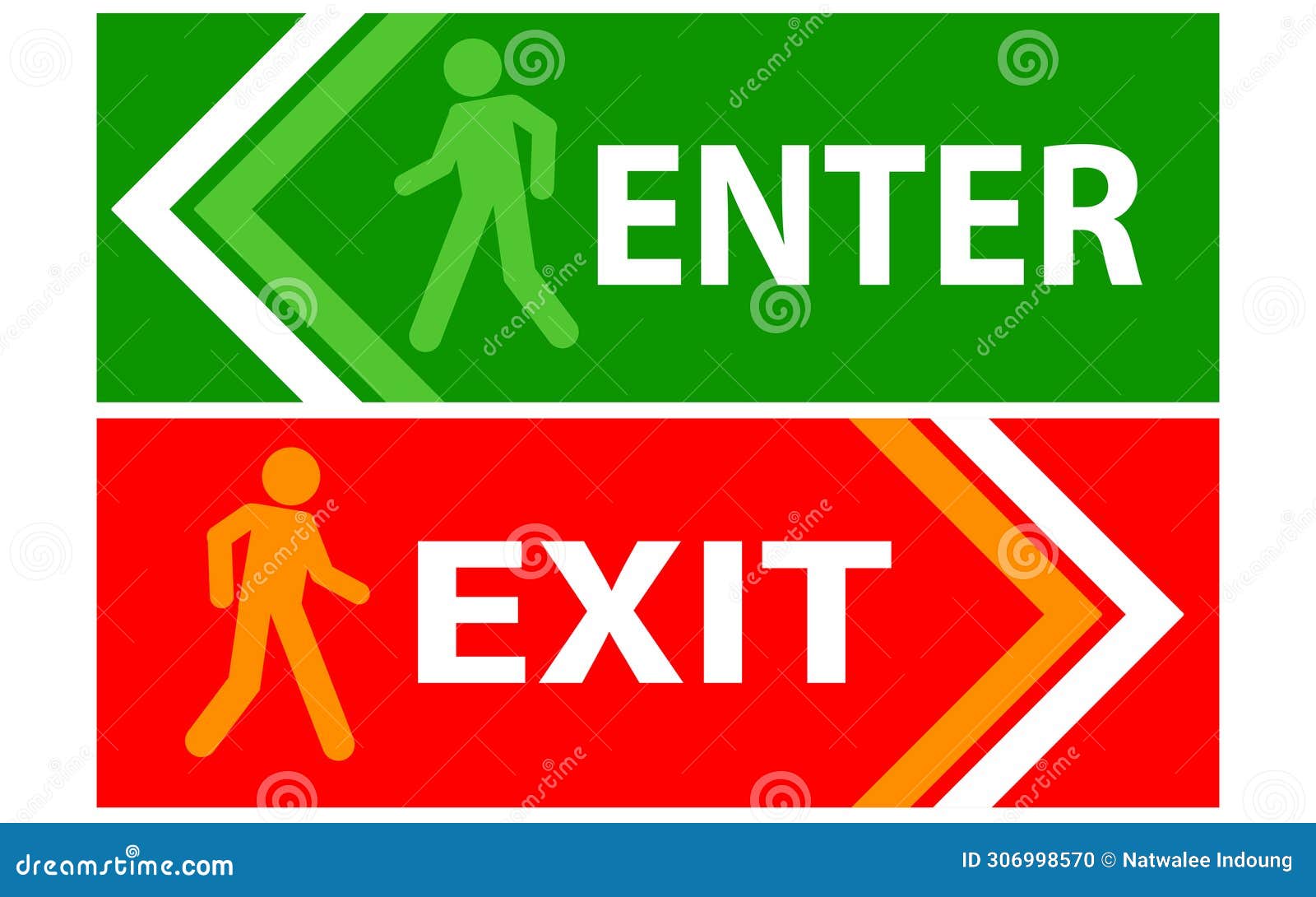 Enter and Exit Sign for Public Awareness Stock Illustration ...