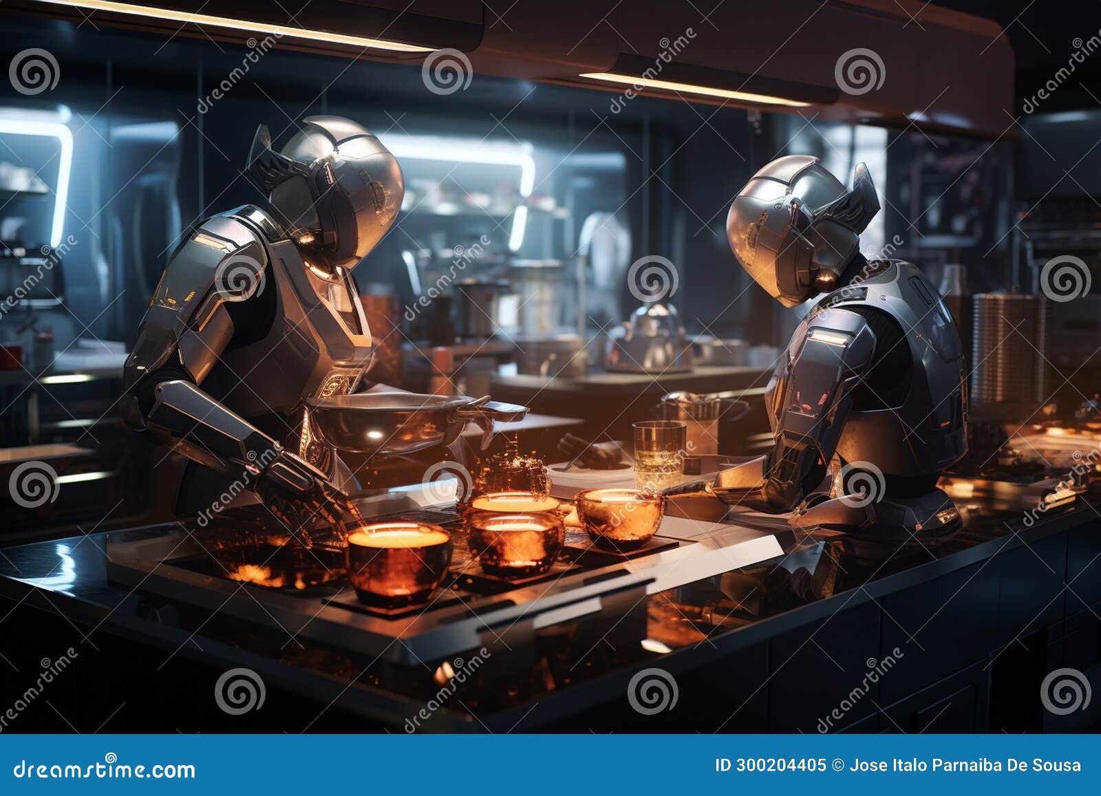 Enter a Futuristic Kitchen Where Robot Chefs Stock Illustration ...