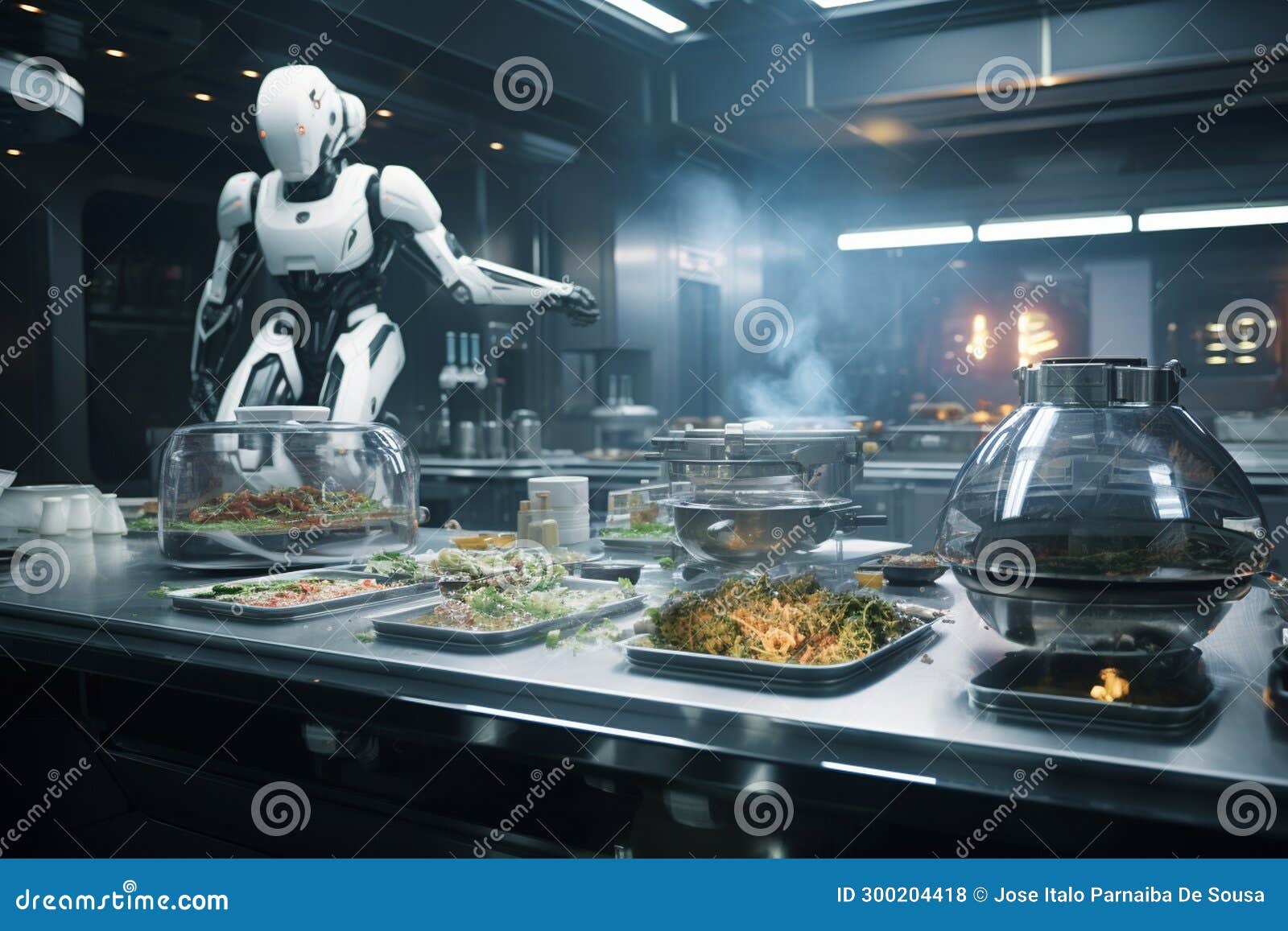 Enter a Futuristic Kitchen Where Robot Chefs Stock Illustration ...