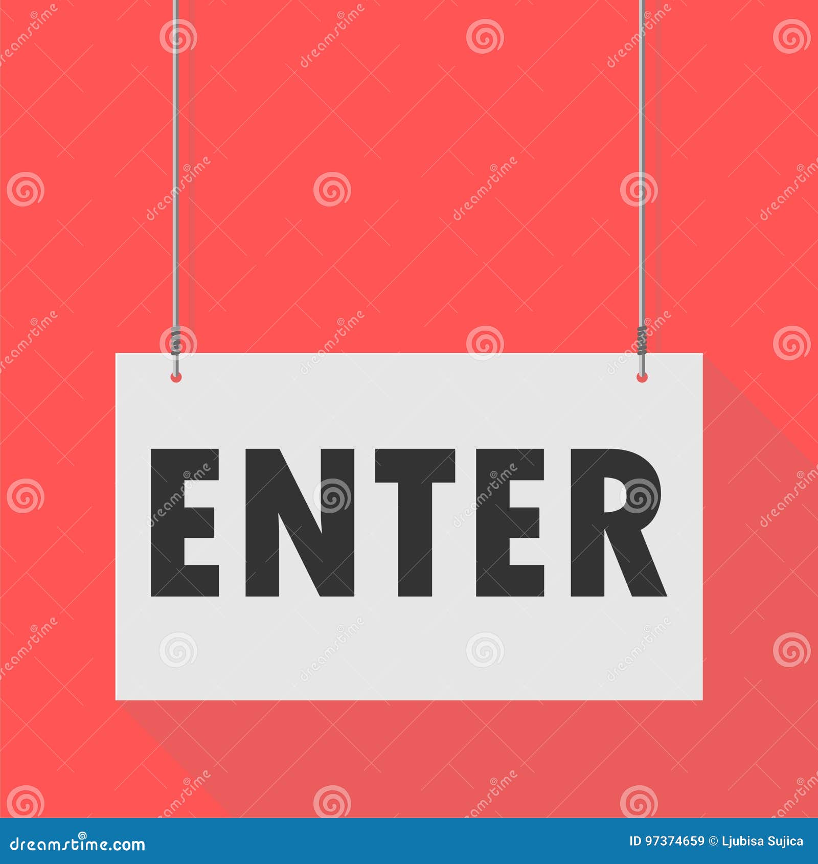 Enter Hanging Sign stock vector. Illustration of accent - 97374659
