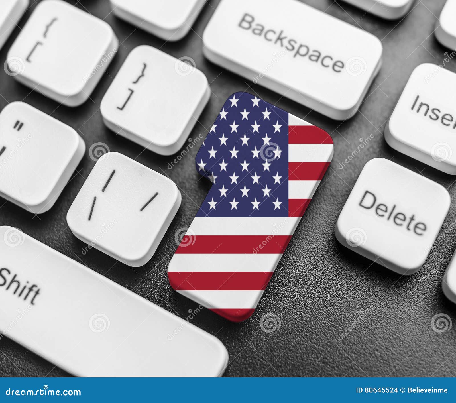 Enter Key Button with Flag of USA. Stock Photo - Image of education ...