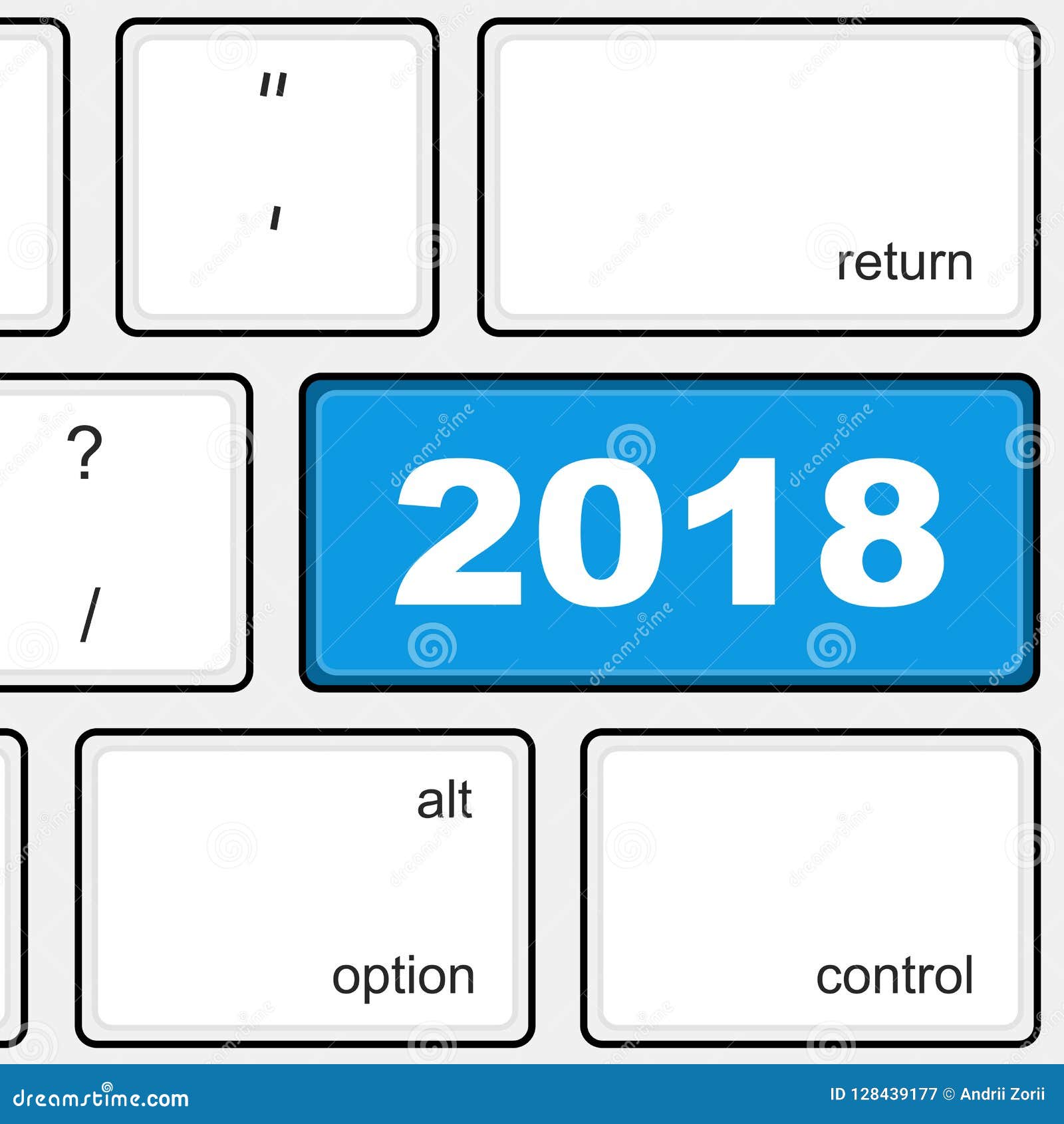 Enter Key with Number 2018. Vector Illustration Stock Illustration ...