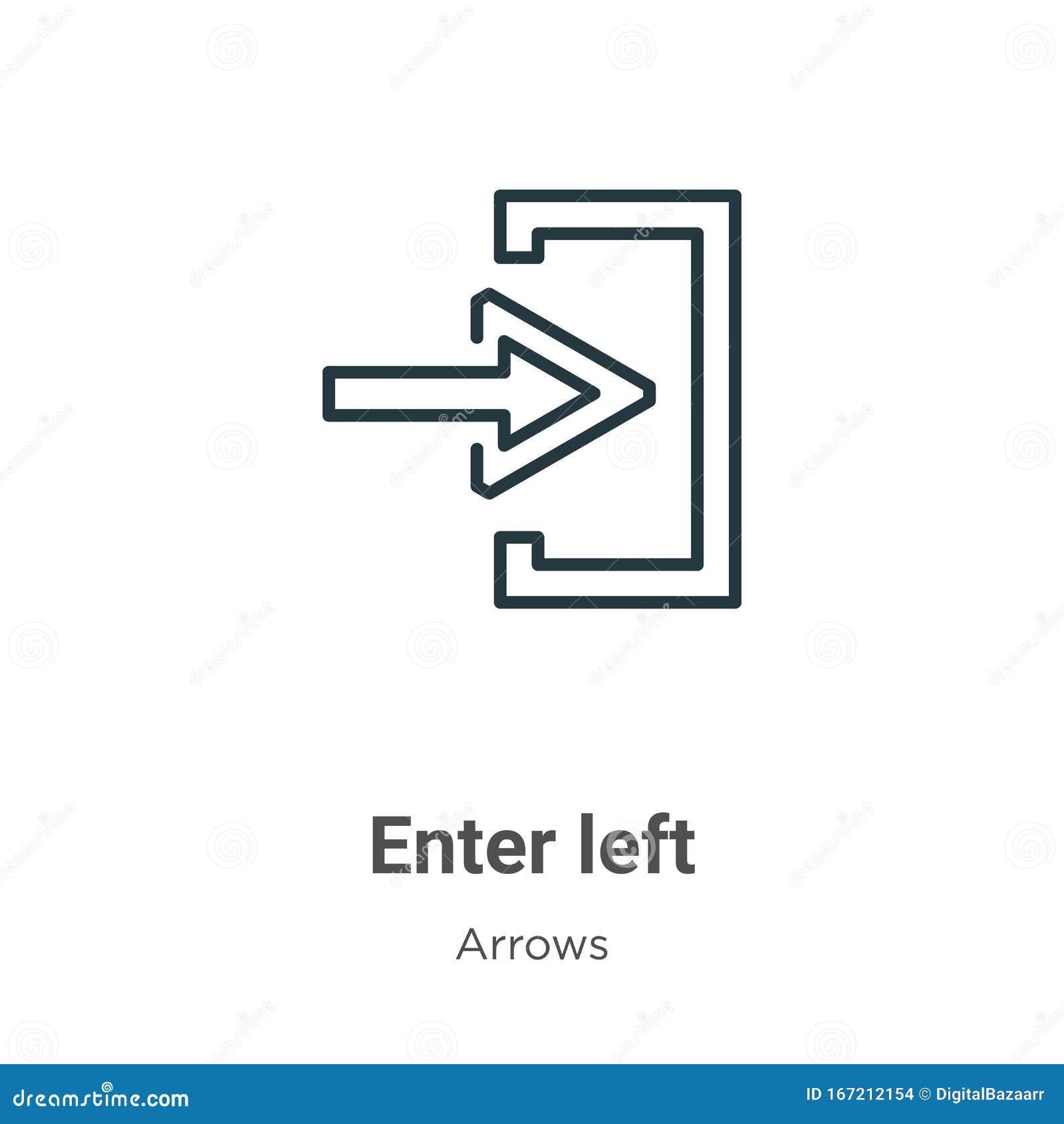 Enter Left Outline Vector Icon. Thin Line Black Enter Left Icon, Flat ...