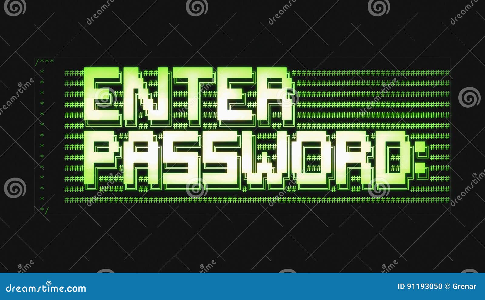 Enter password ascii clean stock photo. Image of code - 91193050