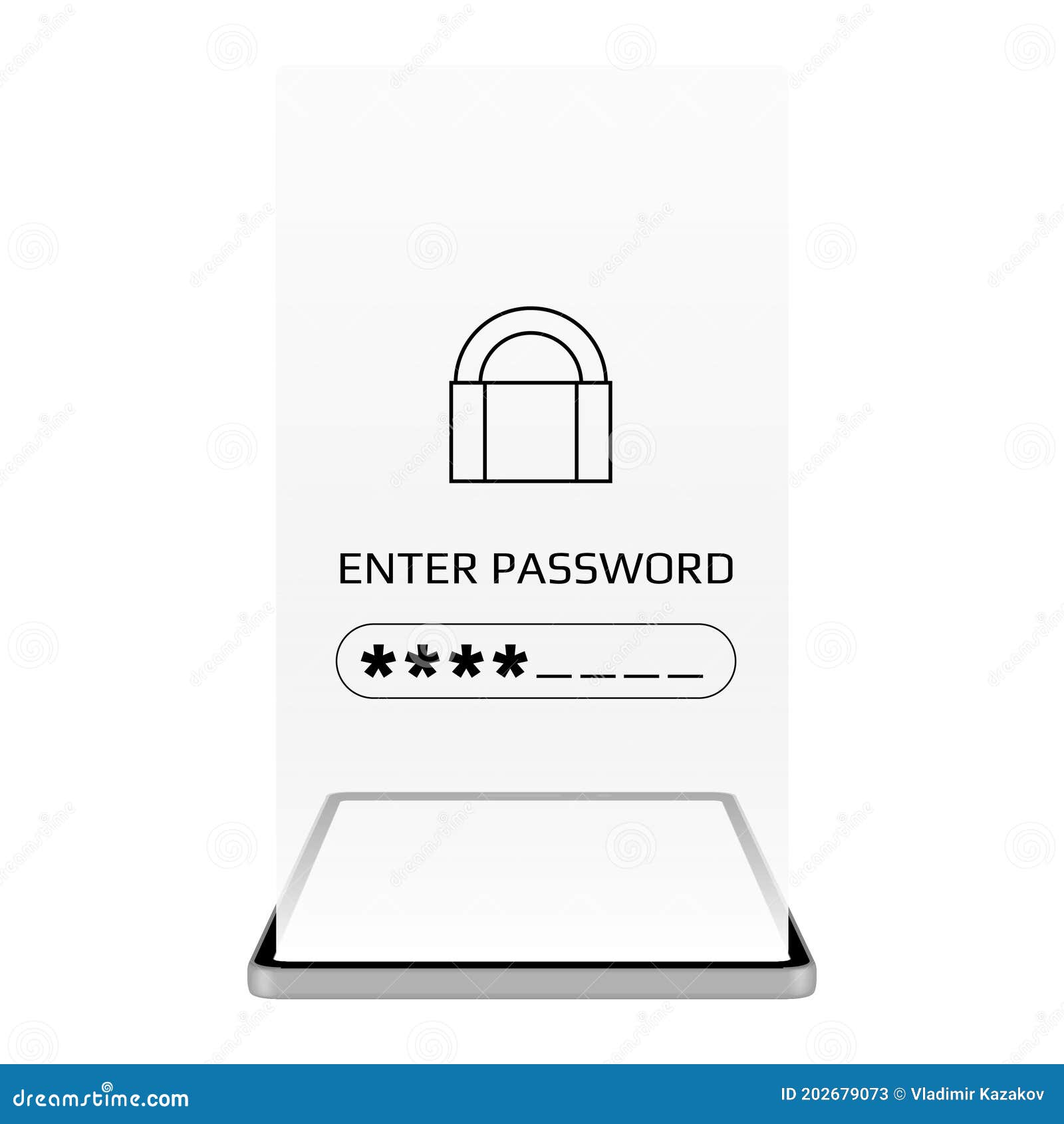 Enter Password Concept with Mobile Phone Isolated on White. Stock ...