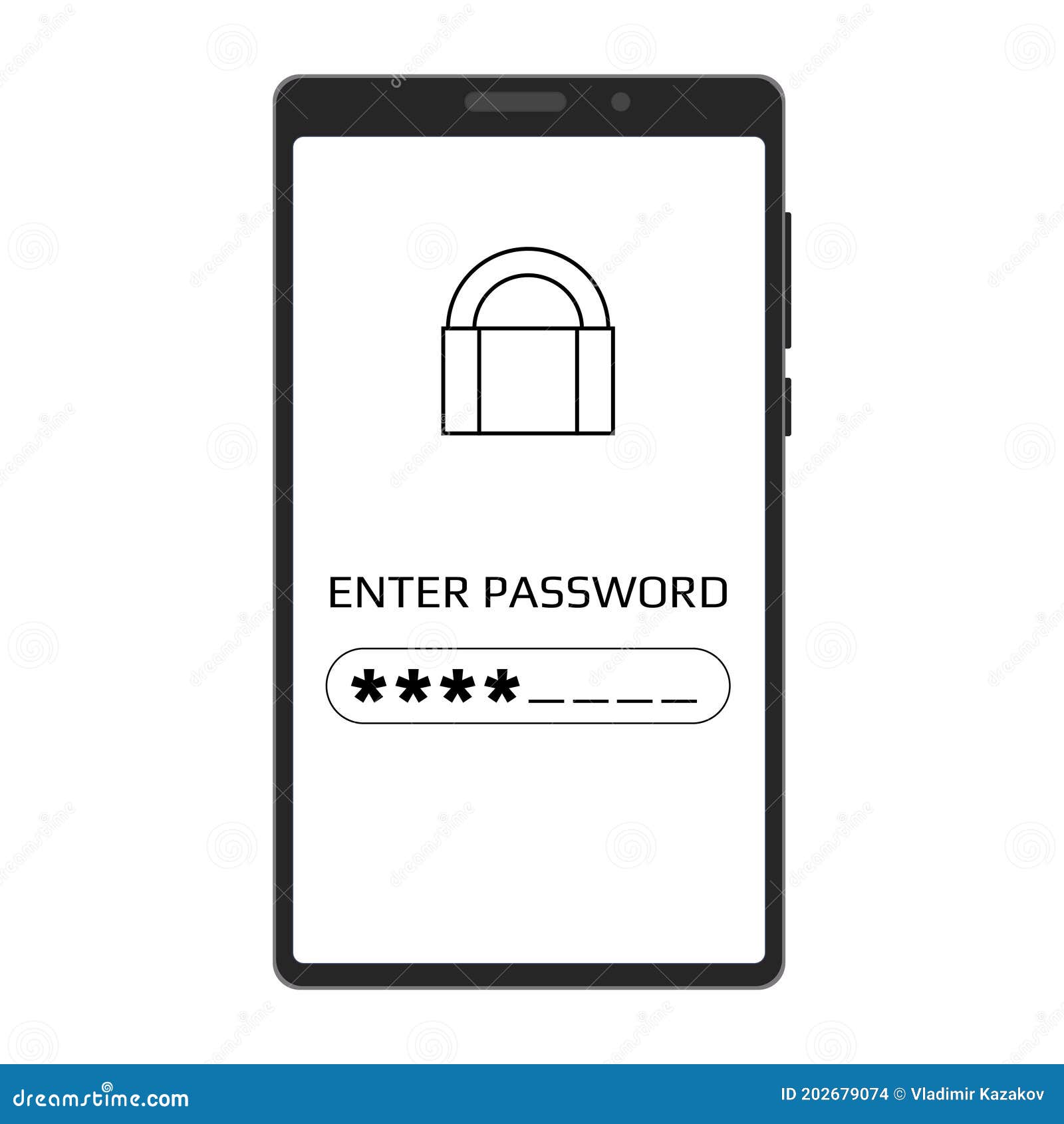 Enter Password Concept in Mobile Phone Screen Isolated on White. Stock ...