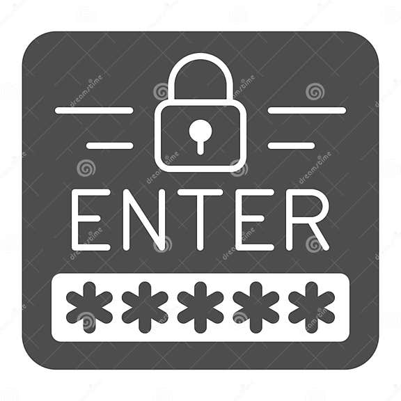 Enter Password To Unlock Solid Icon, Data Protection Concept. Vector ...