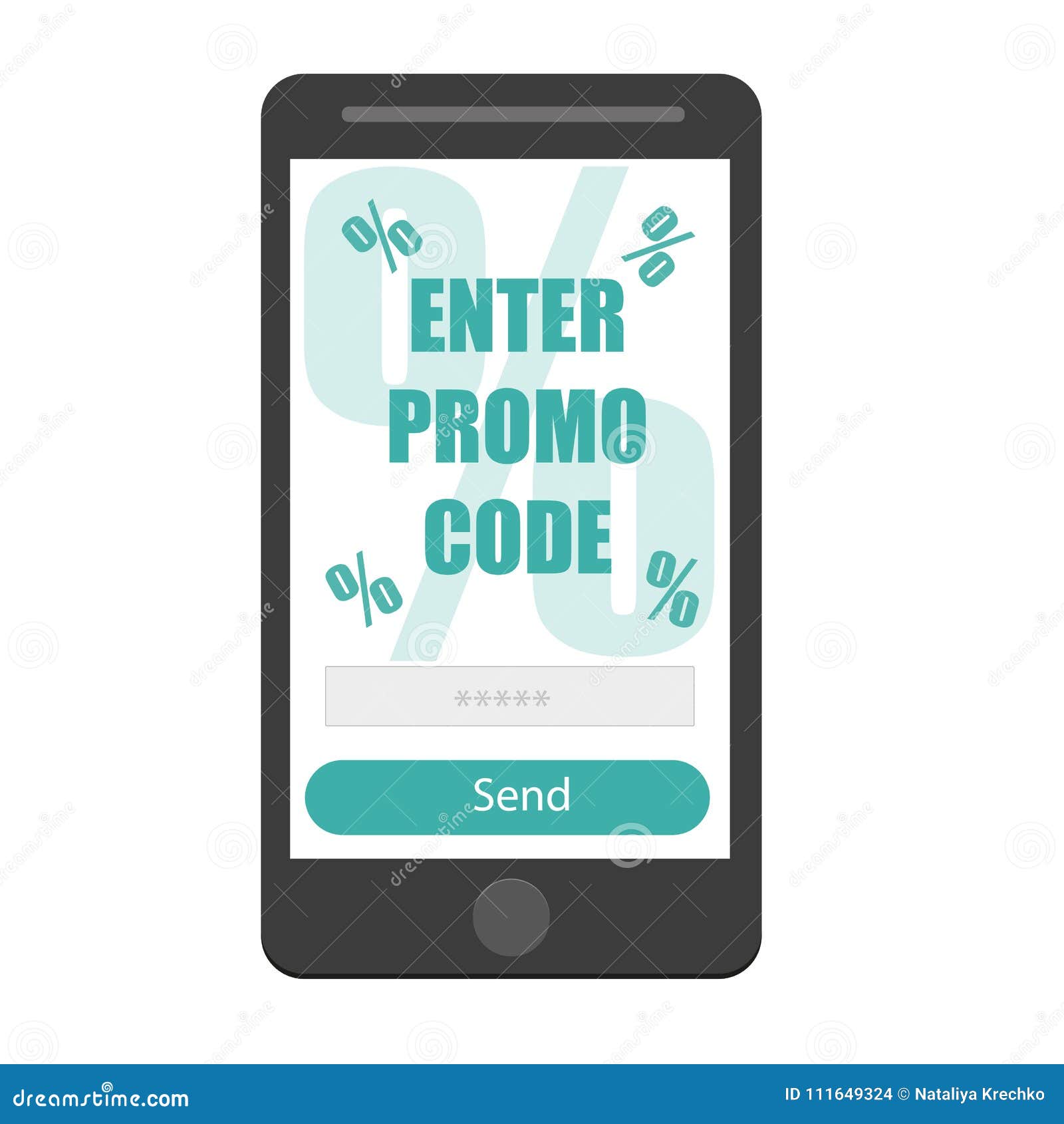 Enter Promo Code. Flat Vector Smartphone Icon, Symbol, Design ...
