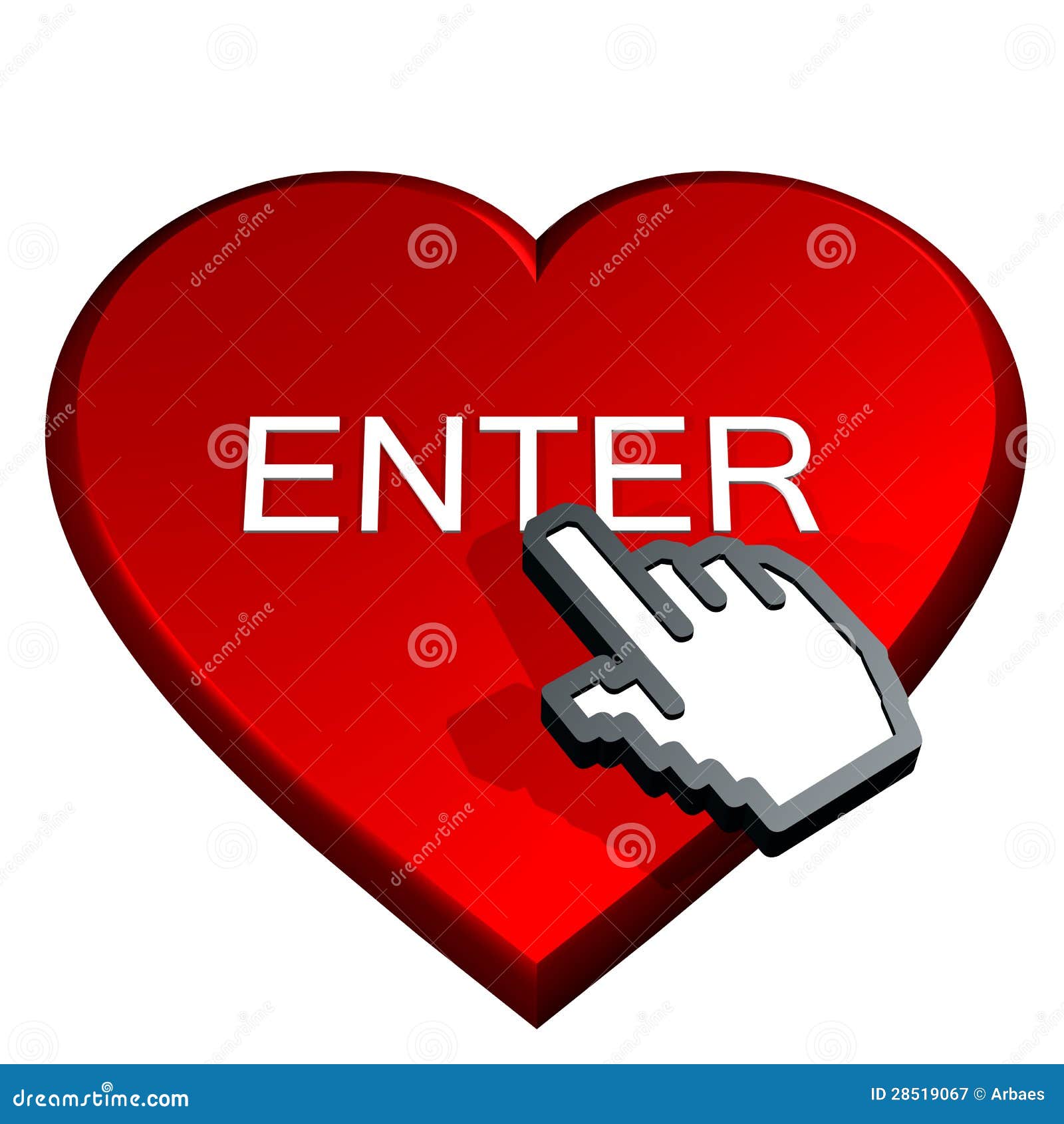 Enter red heart stock illustration. Illustration of finger - 28519067