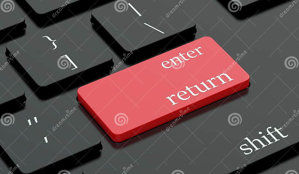 Enter Return, Red Hot Key on Keyboard Stock Illustration - Illustration ...