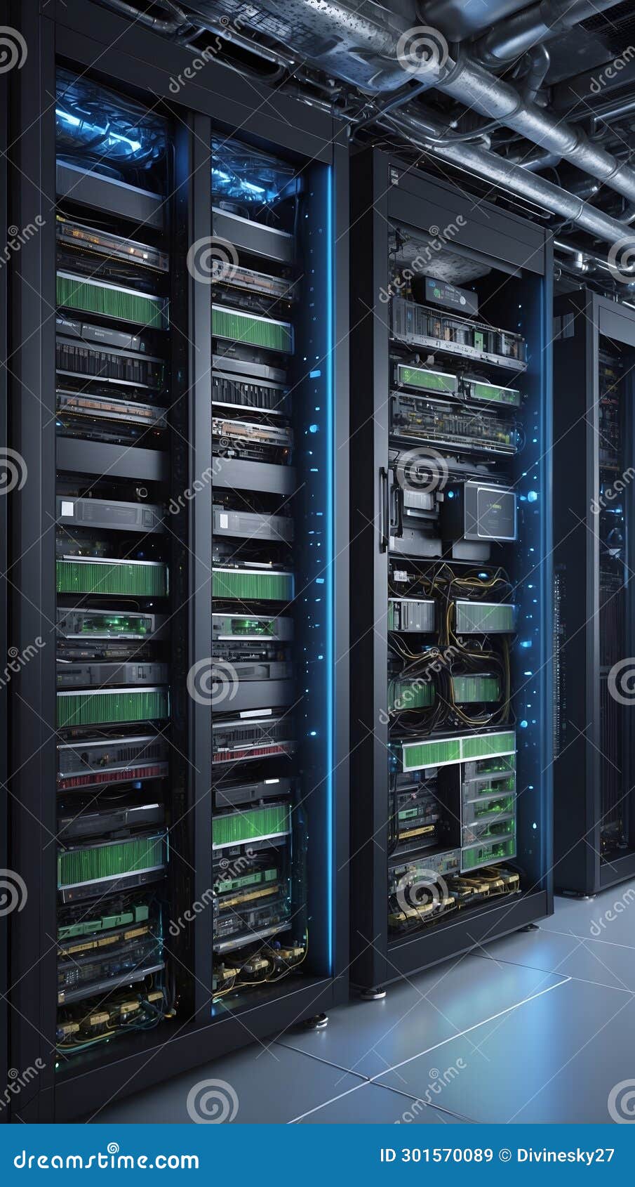 Cybernetic Fusion: Servers, Storage, Networking Ballet. AI Generate Stock Illustration ...