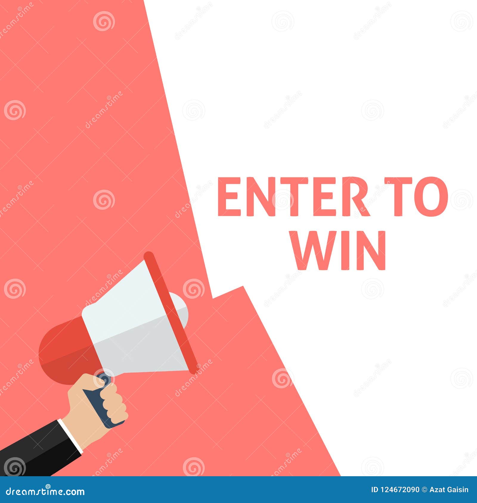 ENTER TO WIN Announcement. Hand Holding Megaphone with Speech Bubble ...