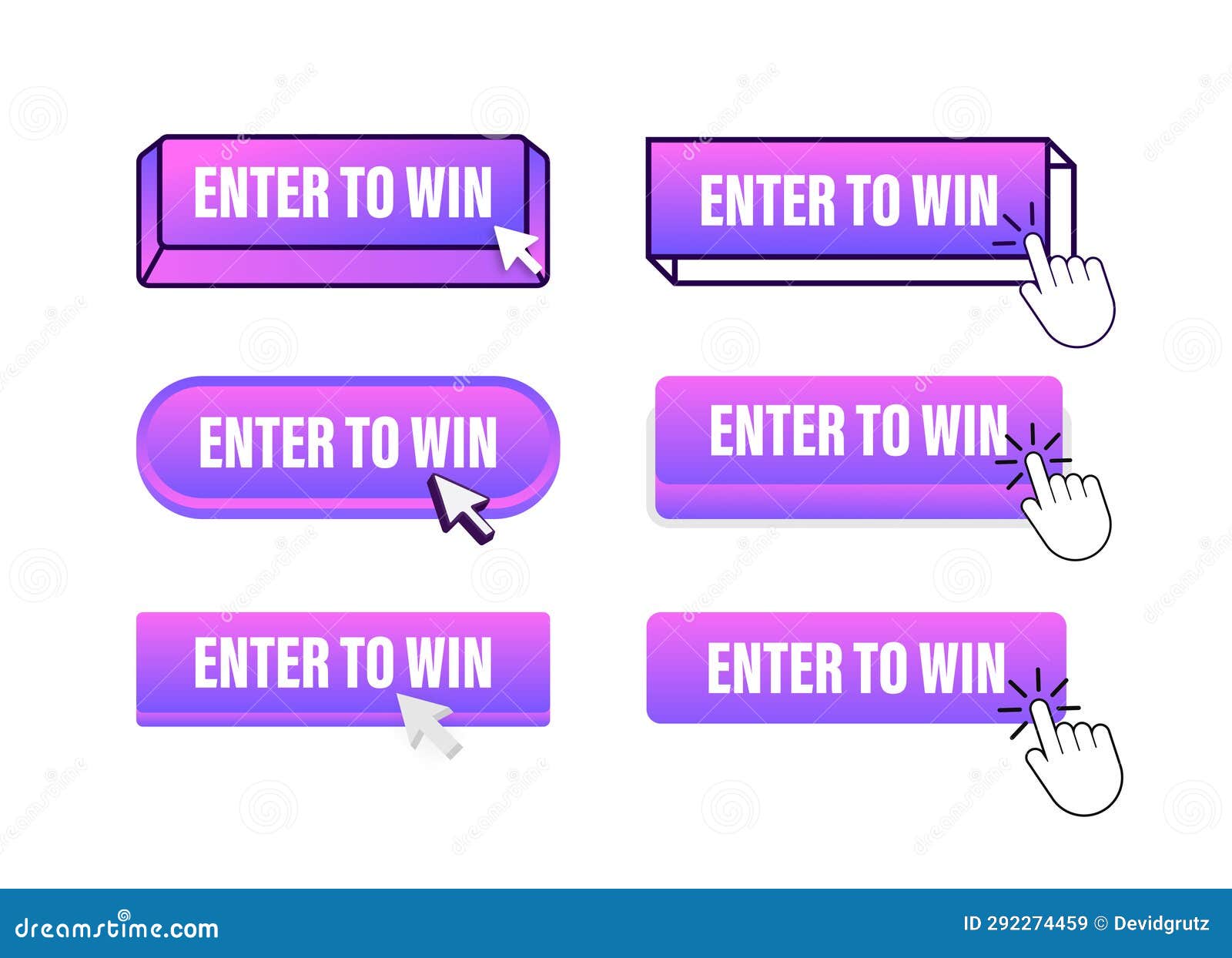 Enter To Win Button with Pointer Clicking. Enter To Win Web Buttons Set ...