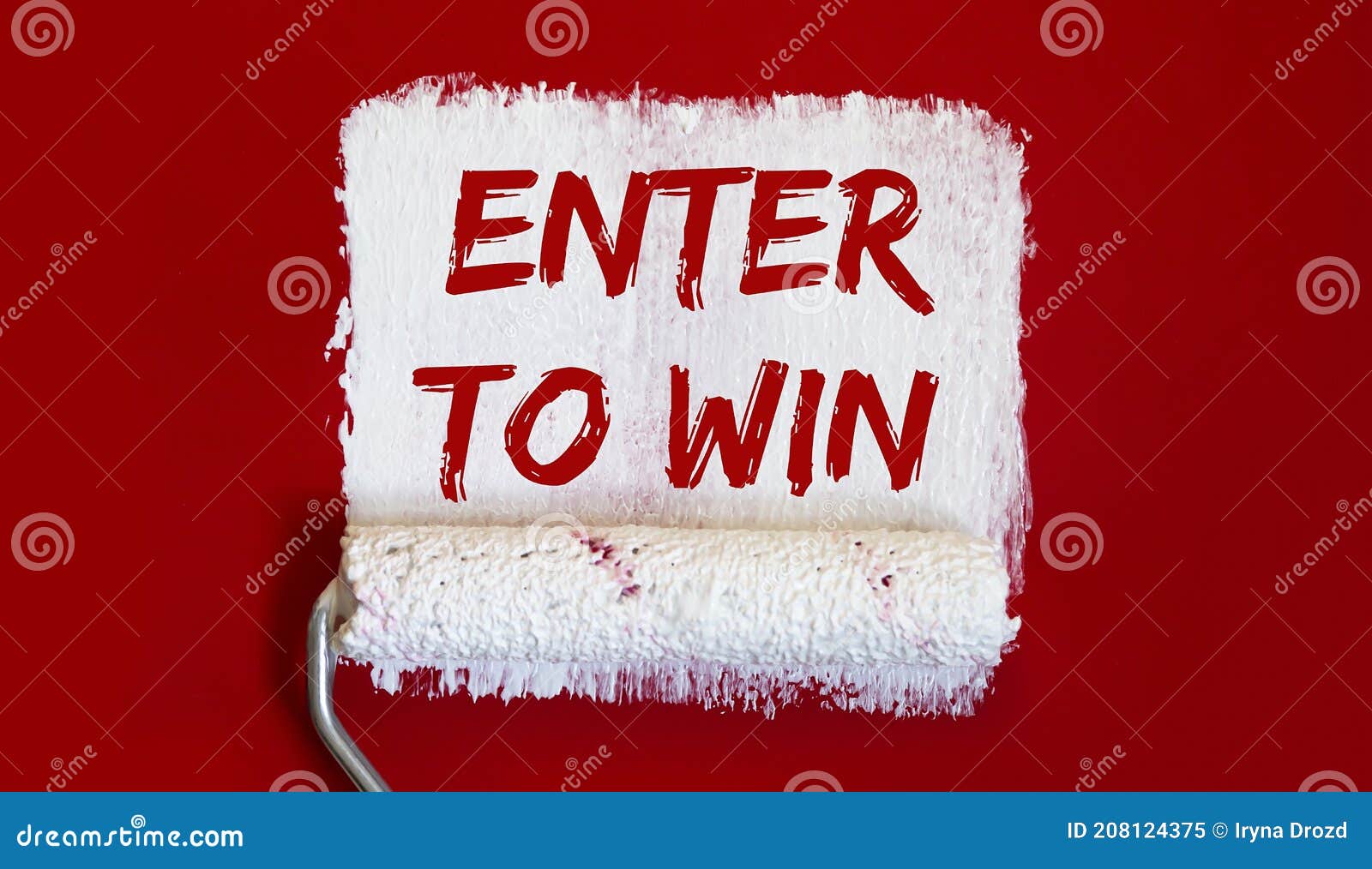 ENTER TO WIN .One Open Can of Paint with White Brush on Red Background ...