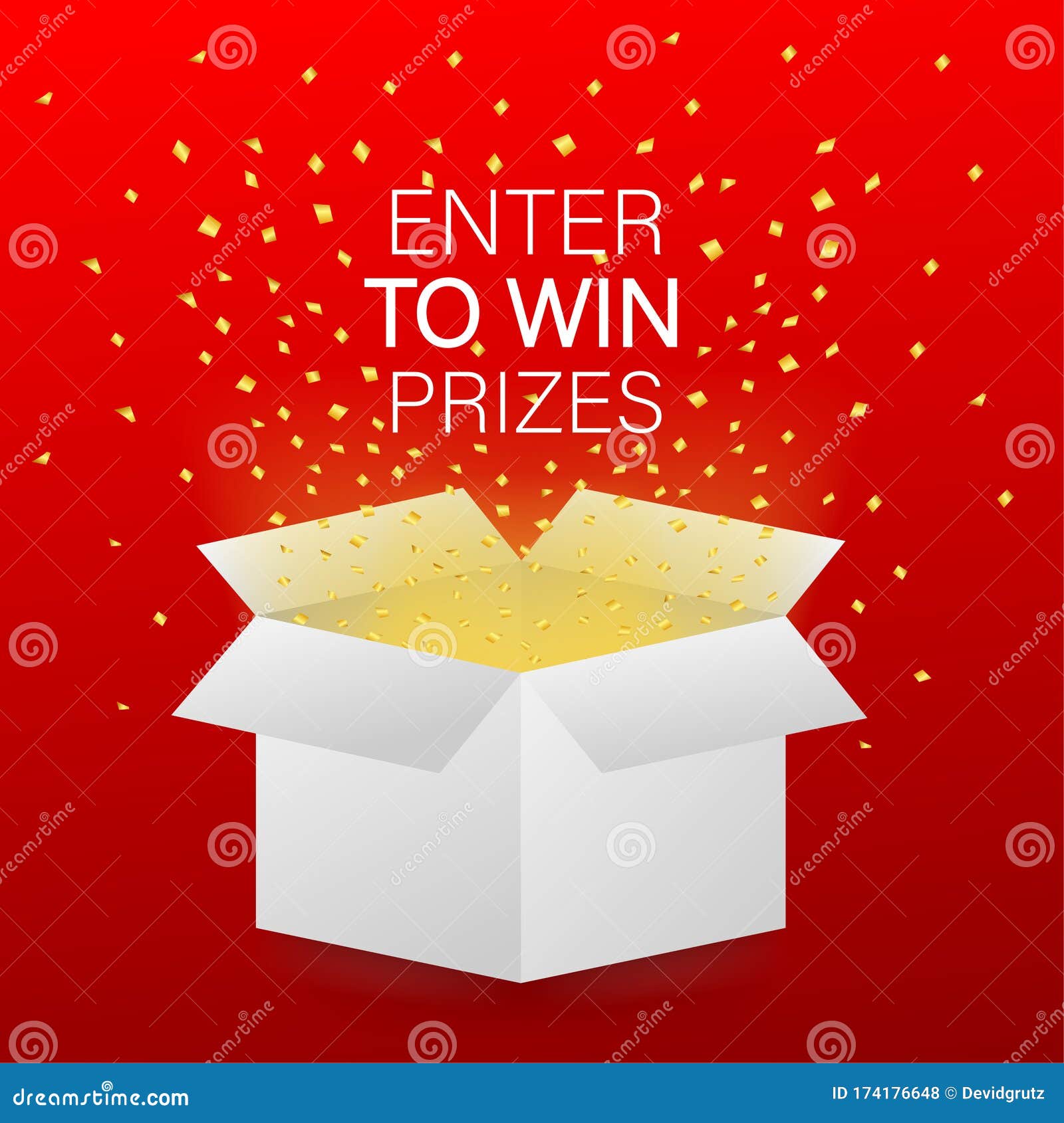 Enter To Win Prizes. Open Red Gift Box and Confetti Stock Vector ...