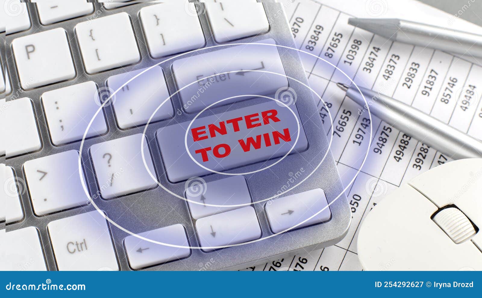 ENTER TO WIN Text on Keyboard Wirh Chart and Pencil Stock Image - Image ...