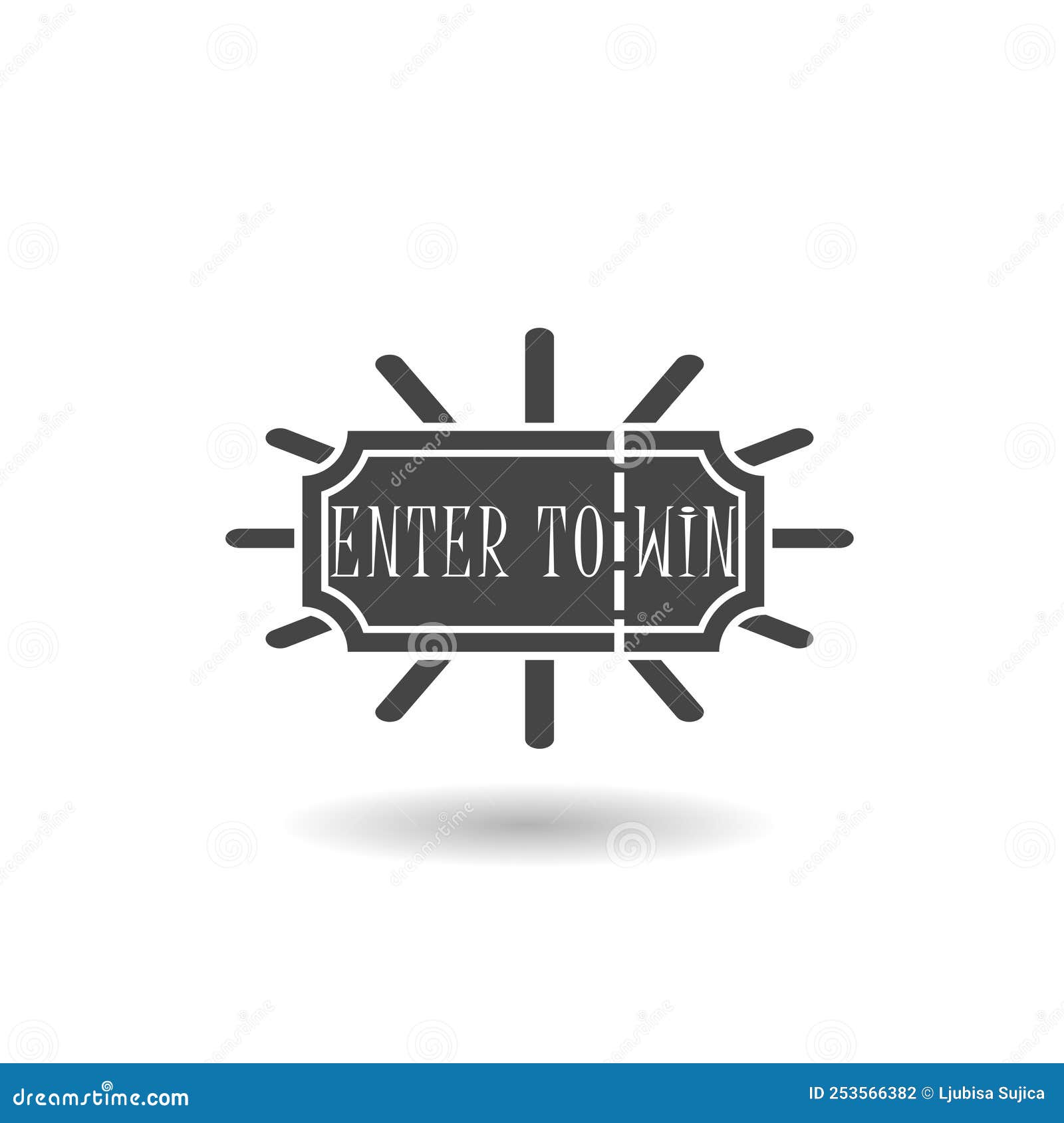 Enter To Win Ticket Icon with Shadow Stock Vector - Illustration of ...