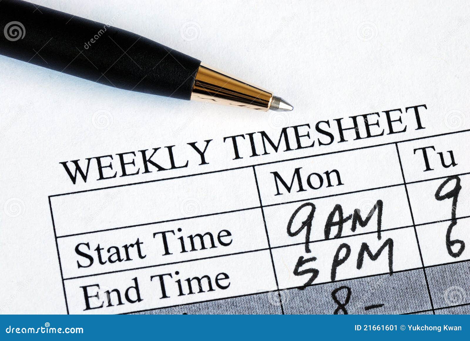 Enter the Weekly Time Sheet Stock Image - Image of finish, time: 21661601
