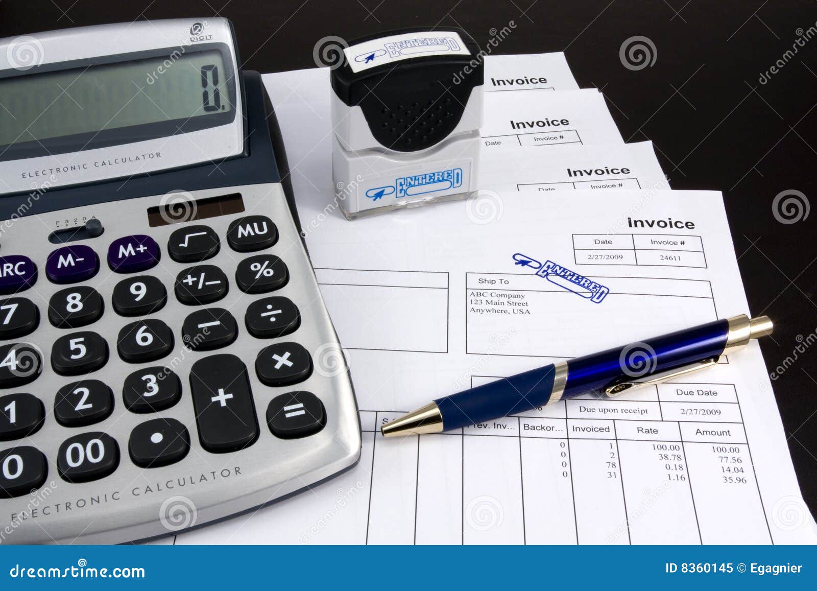 Entered Invoice with Calculator and Pen Stock Image - Image of received ... Entered Invoice with Calculator and Pen Stock Image - Image of received ...