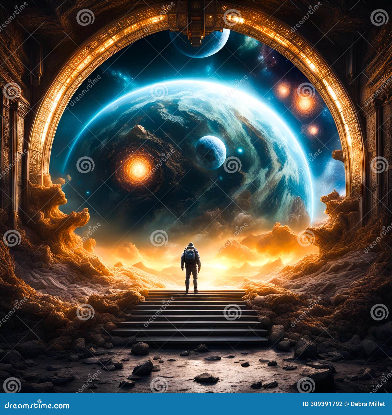 Entering another dimension stock illustration. Illustration of three ...