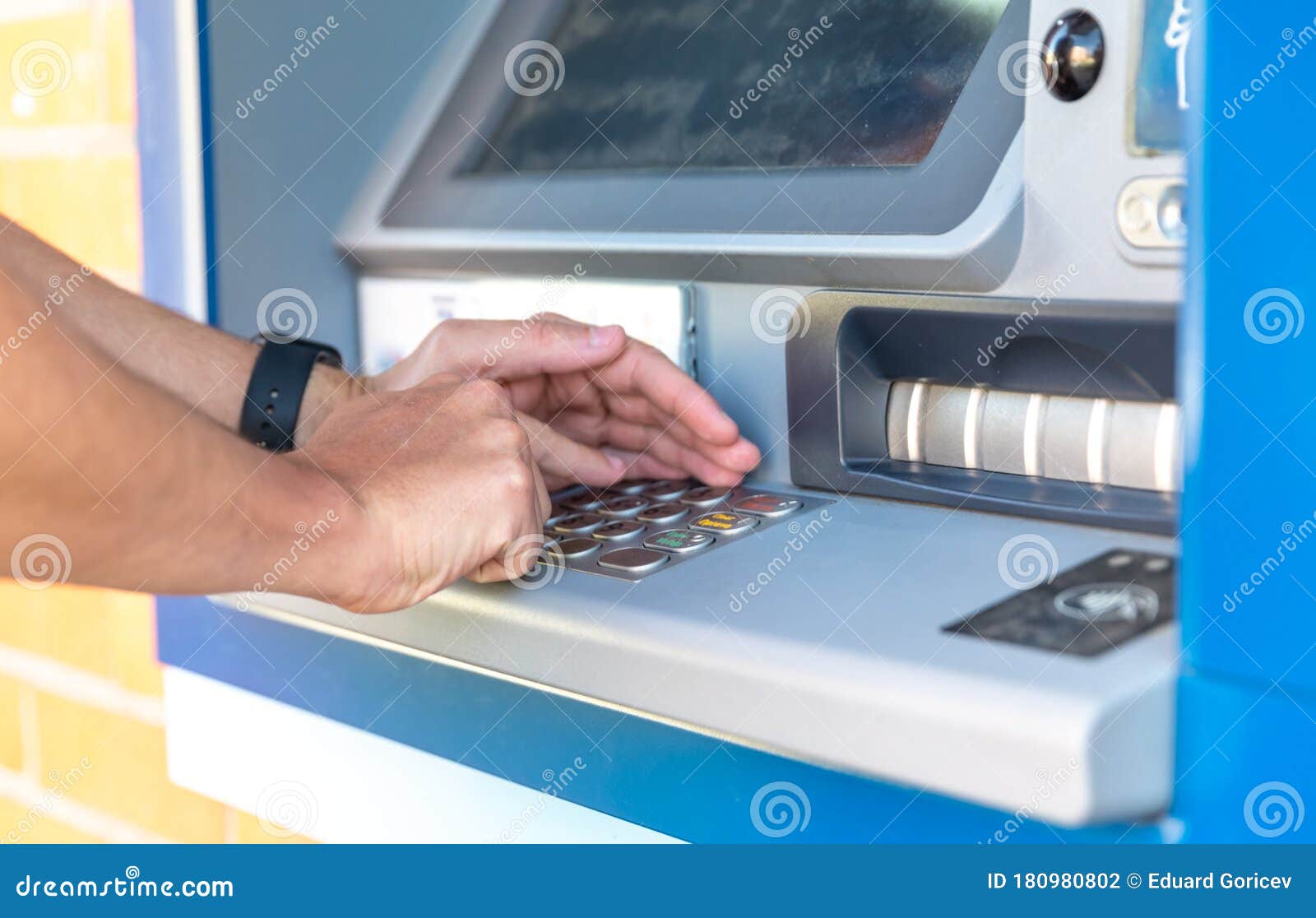 Entering a Credit Card Pin on an ATM Keyboard Stock Photo - Image of ...