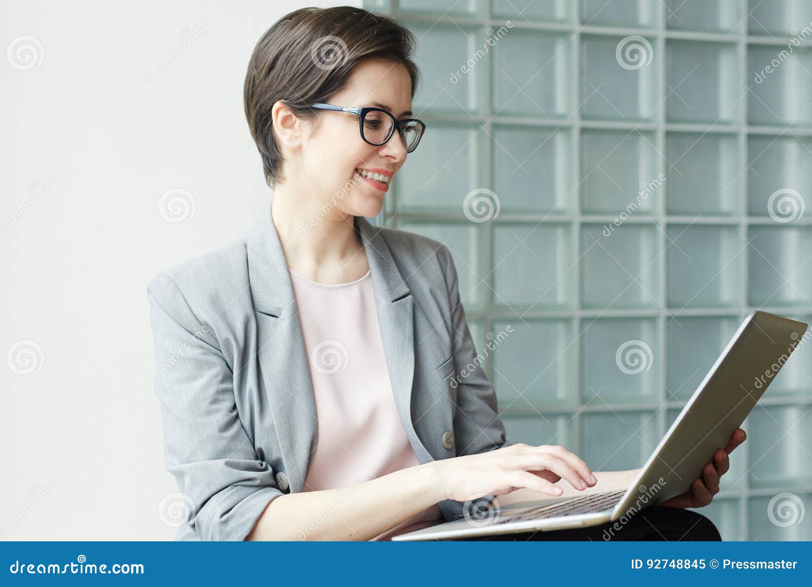 Entering information stock image. Image of happy, economist - 92748845