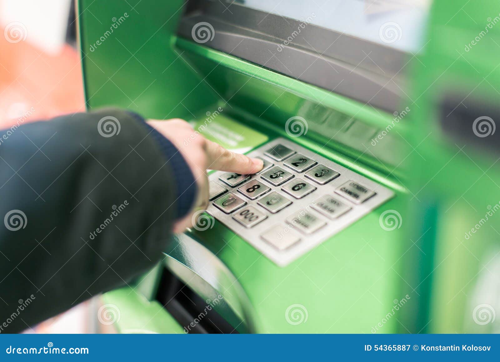 Entering PIN on the ATM stock image. Image of card, finance - 54365887