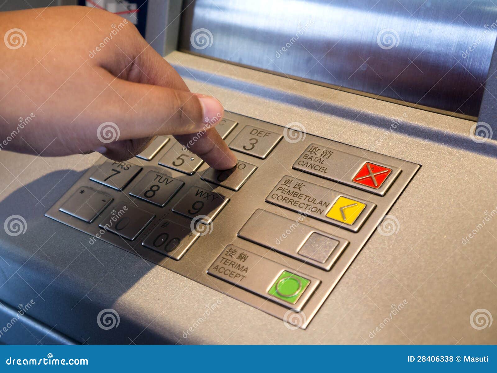 Entering Pin at ATM Machine Stock Photo - Image of corporate, outdoor ...
