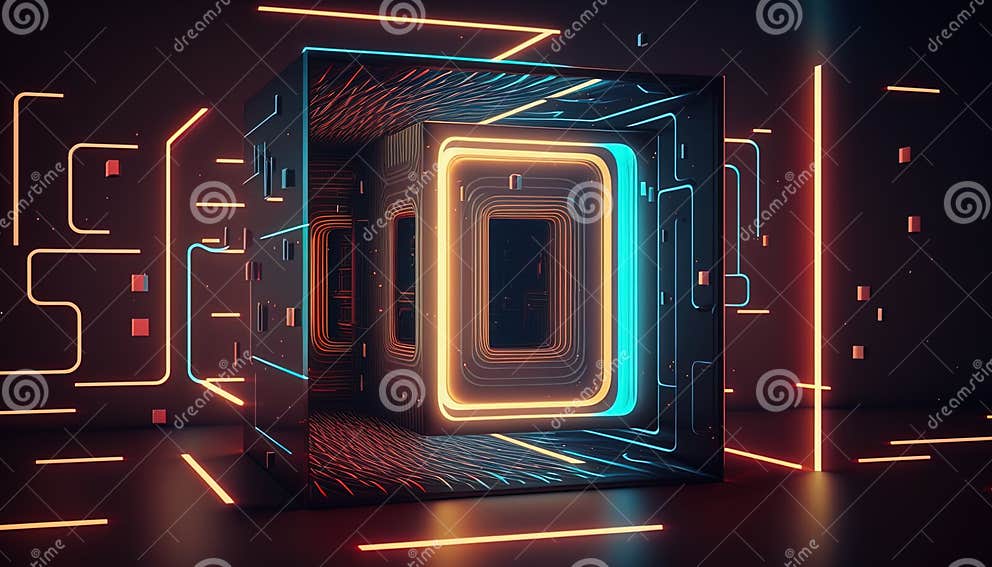 Virtual Reality Neon Room Second World Metaverse Created with ...