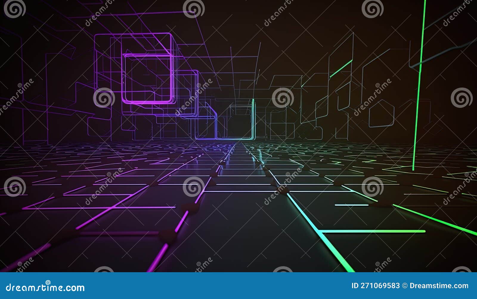 Virtual Reality Neon Room Second World Metaverse Created with ...