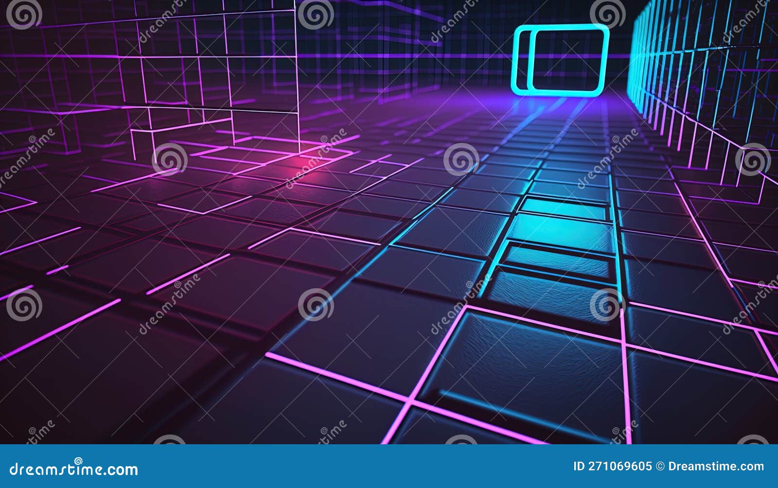 Virtual Reality Neon Room Second World Metaverse Created with ...
