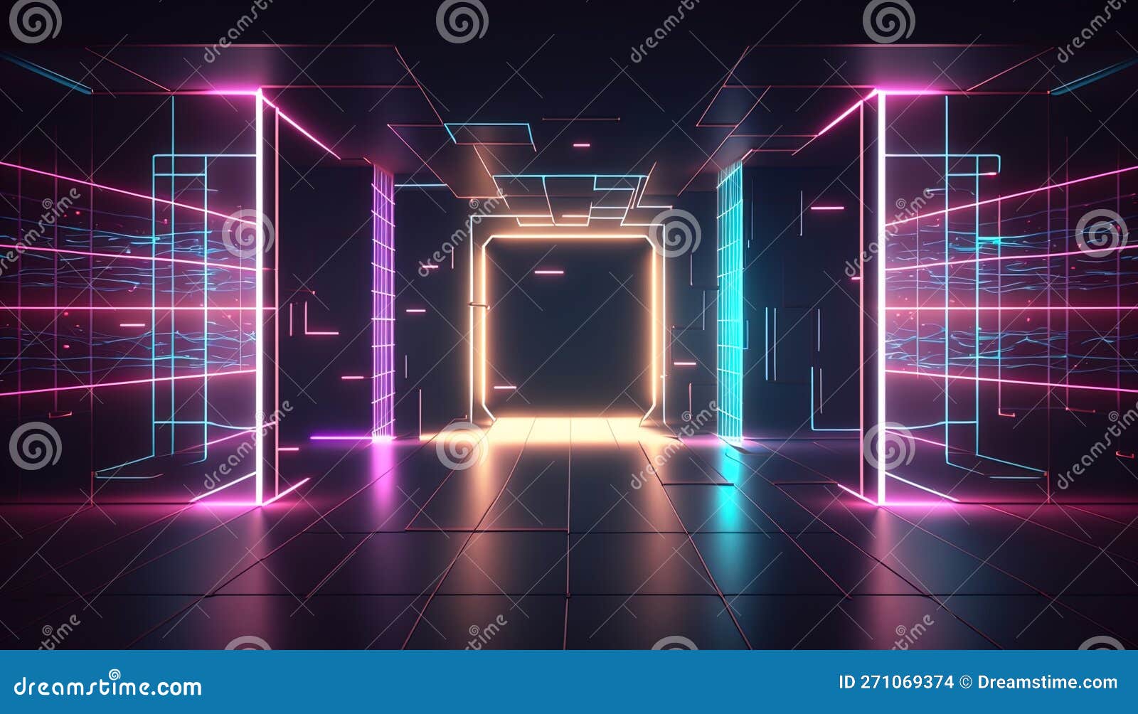 Virtual Reality Neon Room Second World Metaverse Created with ...