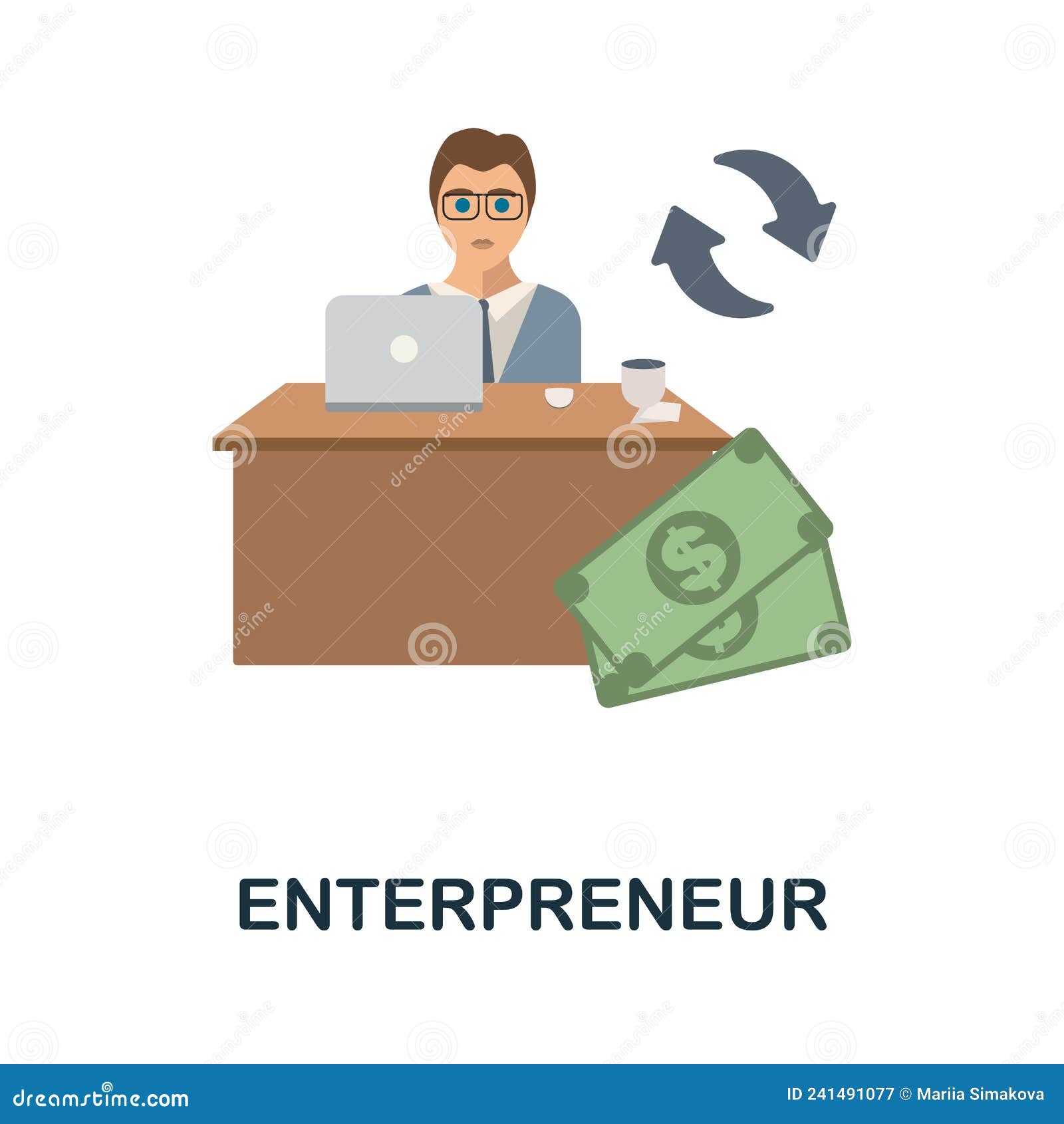 Enterpreneur Flat Icon. Colored Element Sign from Bussines Profession ...